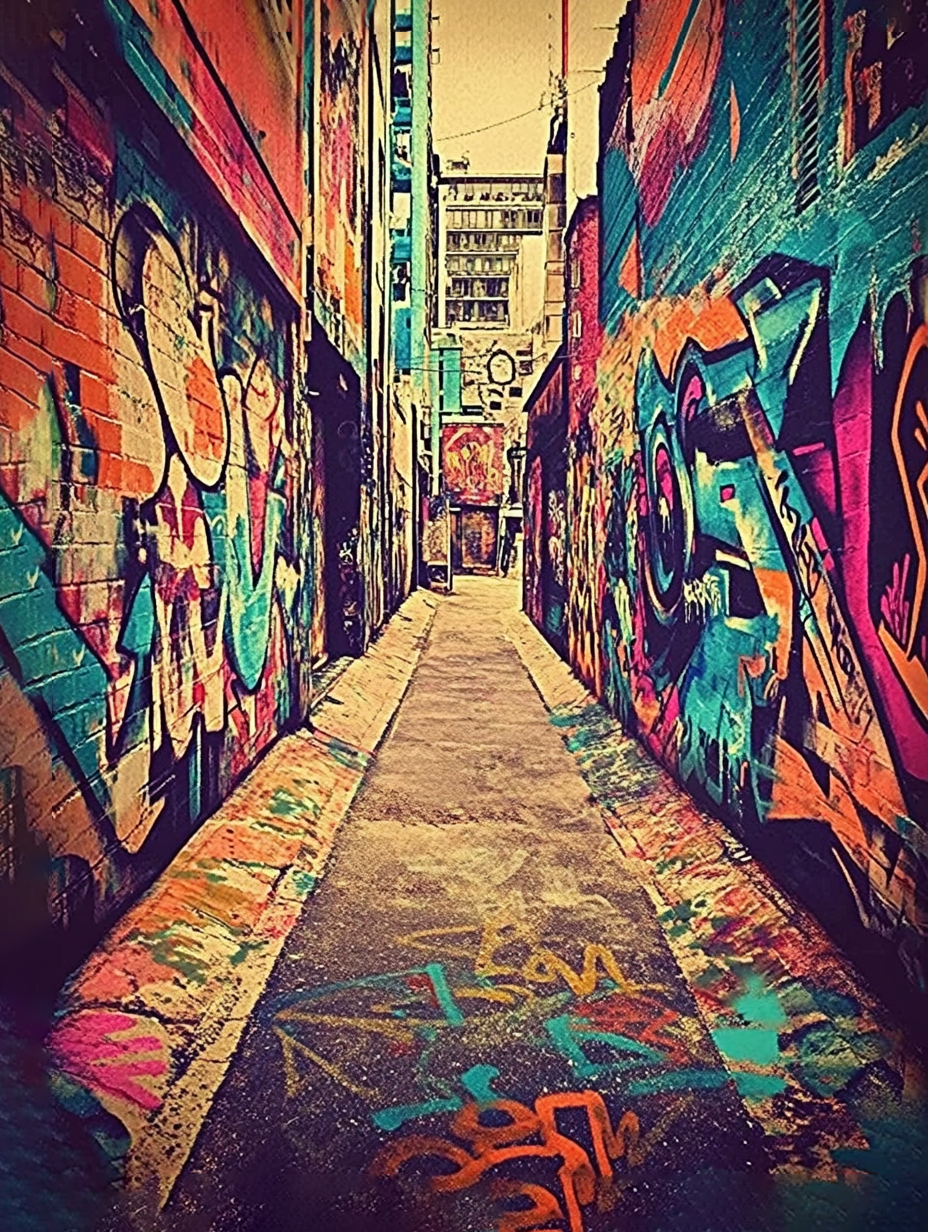 Urban Graffiti Alleyway Canvas Print/Wall Art， Suitable for Living Room ...
