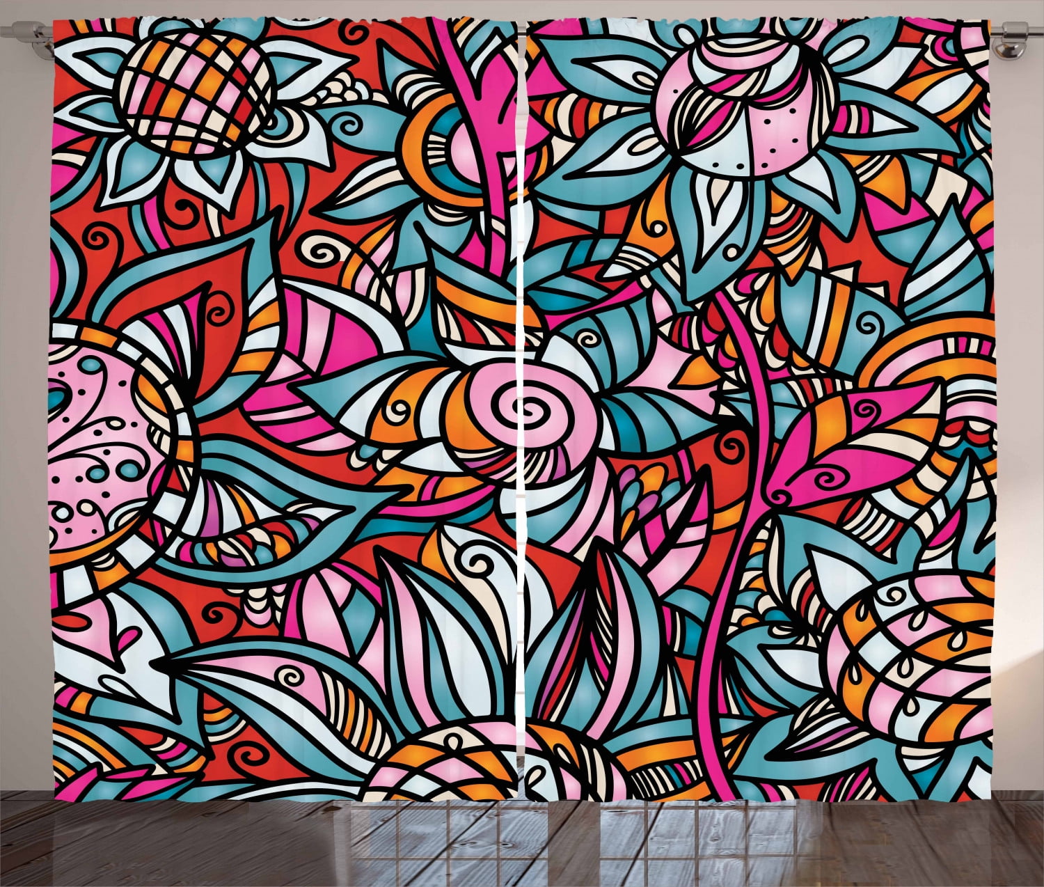 Ambesonne Urban Graffiti Curtains 2 Panel Set, Flamboyant Stain, 108" x ...