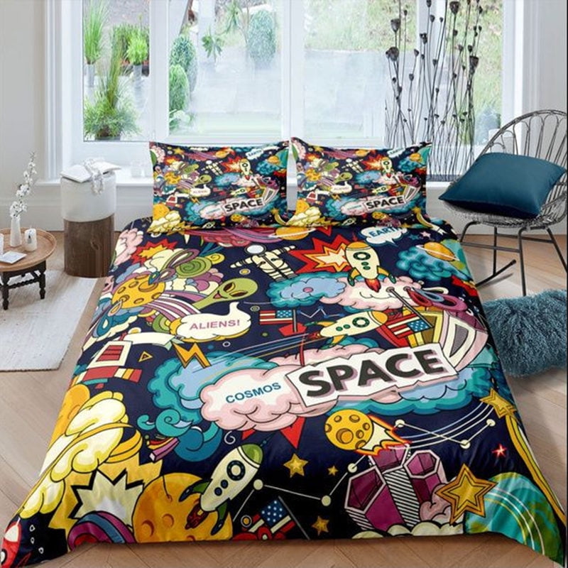 Urban Graffiti Duvet Cover Set Blockbuster Style Graffiti Sprayed ...
