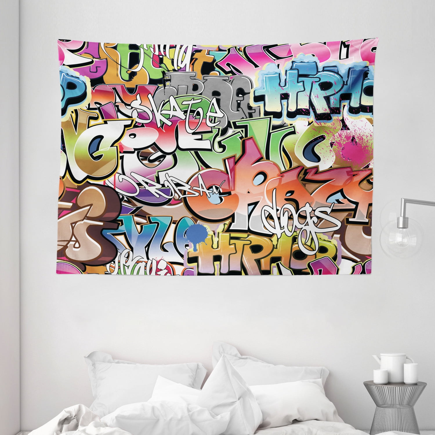 Urban Graffiti Tapestry, Blockbuster Style Graffiti Sprayed Overlapping ...