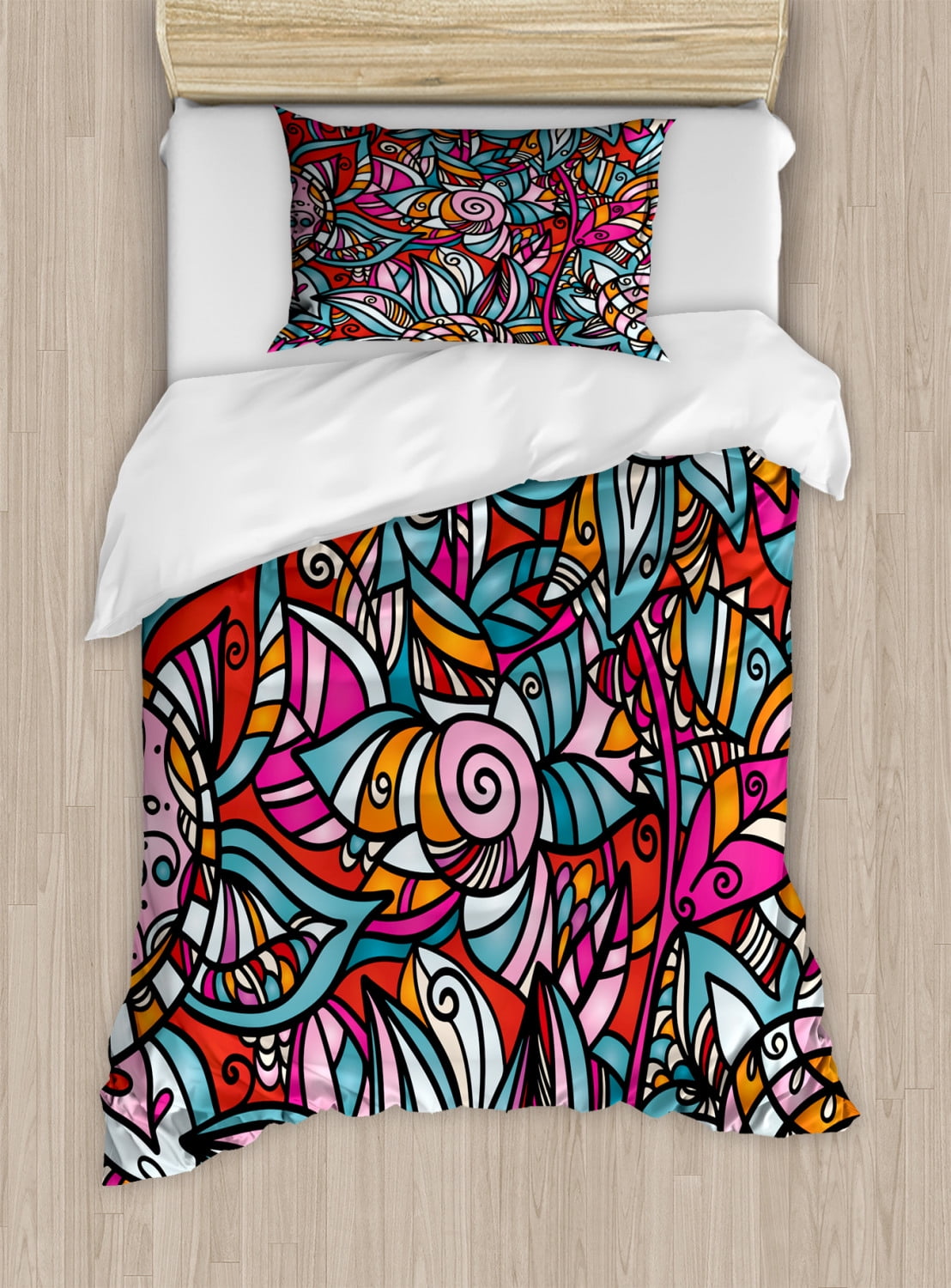 Urban Graffiti Twin Size Duvet Cover Set, Abstract Graffiti of Shaded ...