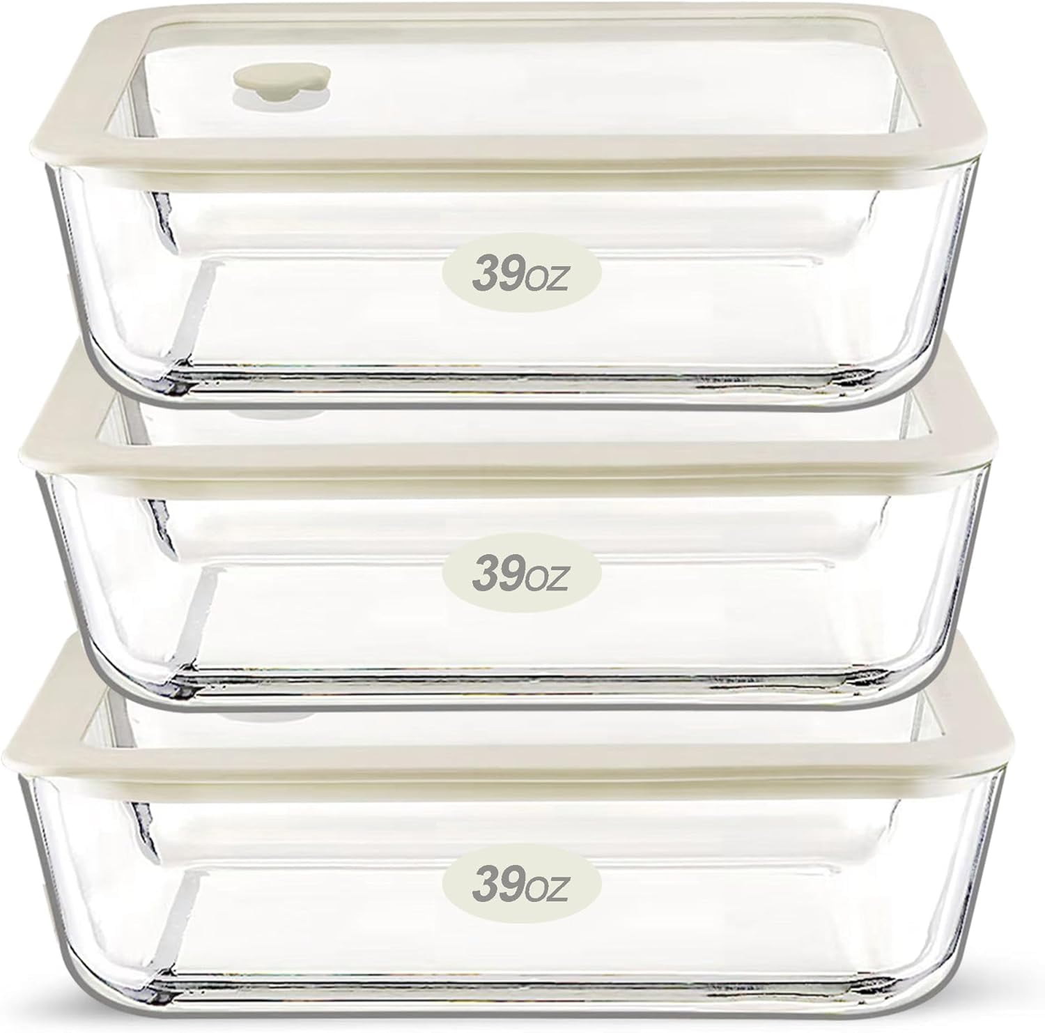 Urban Green Glass Food Storage Container Sets with Glass Lids, 3 Pack ...