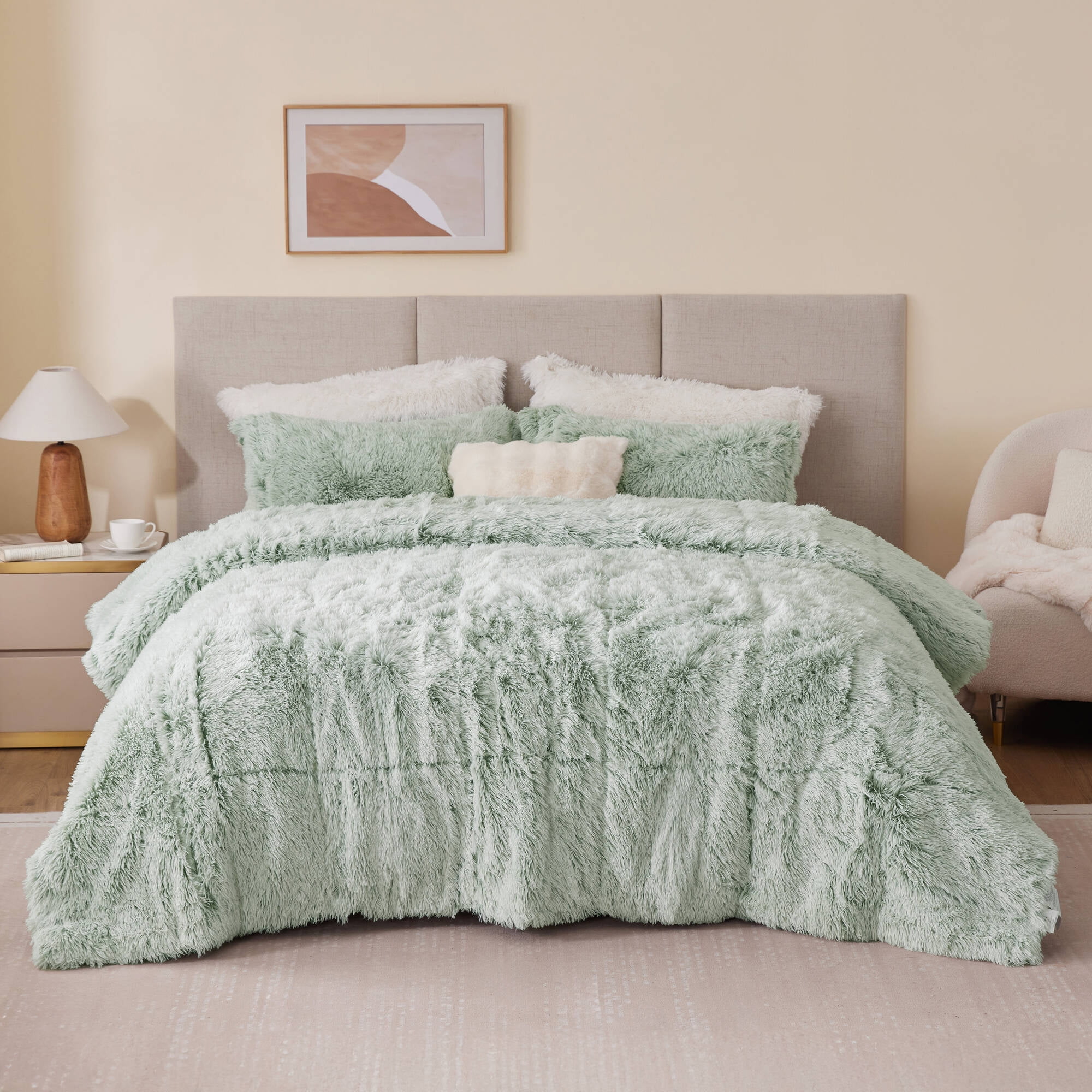 Intelligent Design Twin/Twin XL Shaggy Faux Comforter Set, Long Fur ...