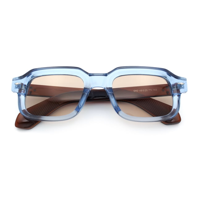 Urban Hipster Narrow Rectangle Horn Rim Plastic Retro Sunglasses Blue ...