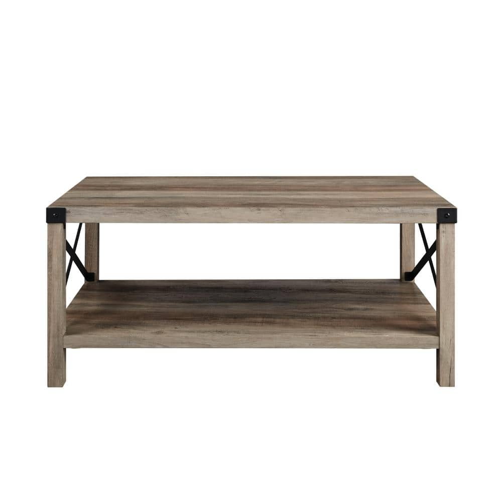 Urban Industrial 40 in. Gray Wash Rectangle MDF Wood Top Coffee Table ...