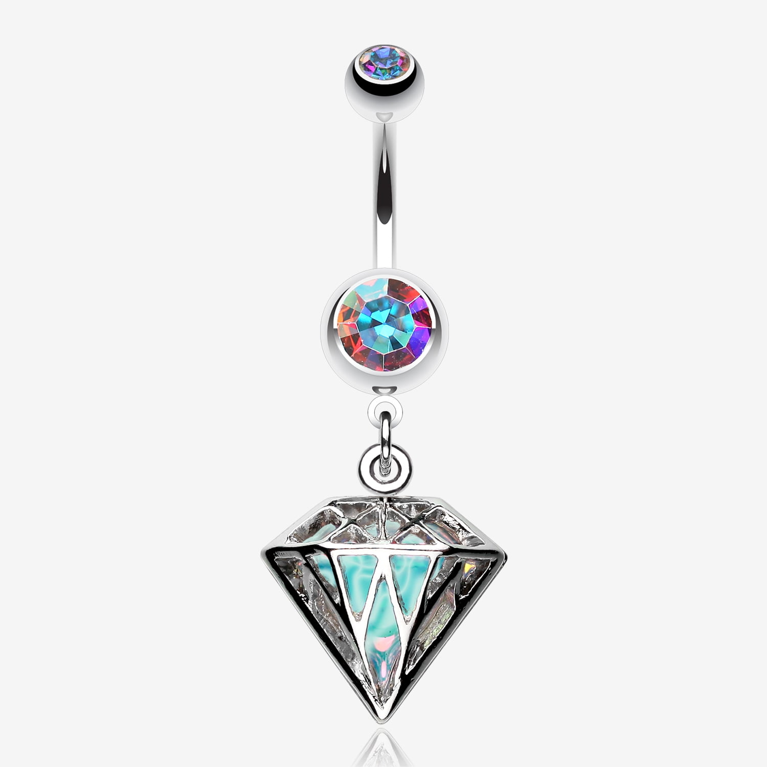 Urban Iridescent Diamond Belly Button Ring-Aurora Borealis - Walmart.com