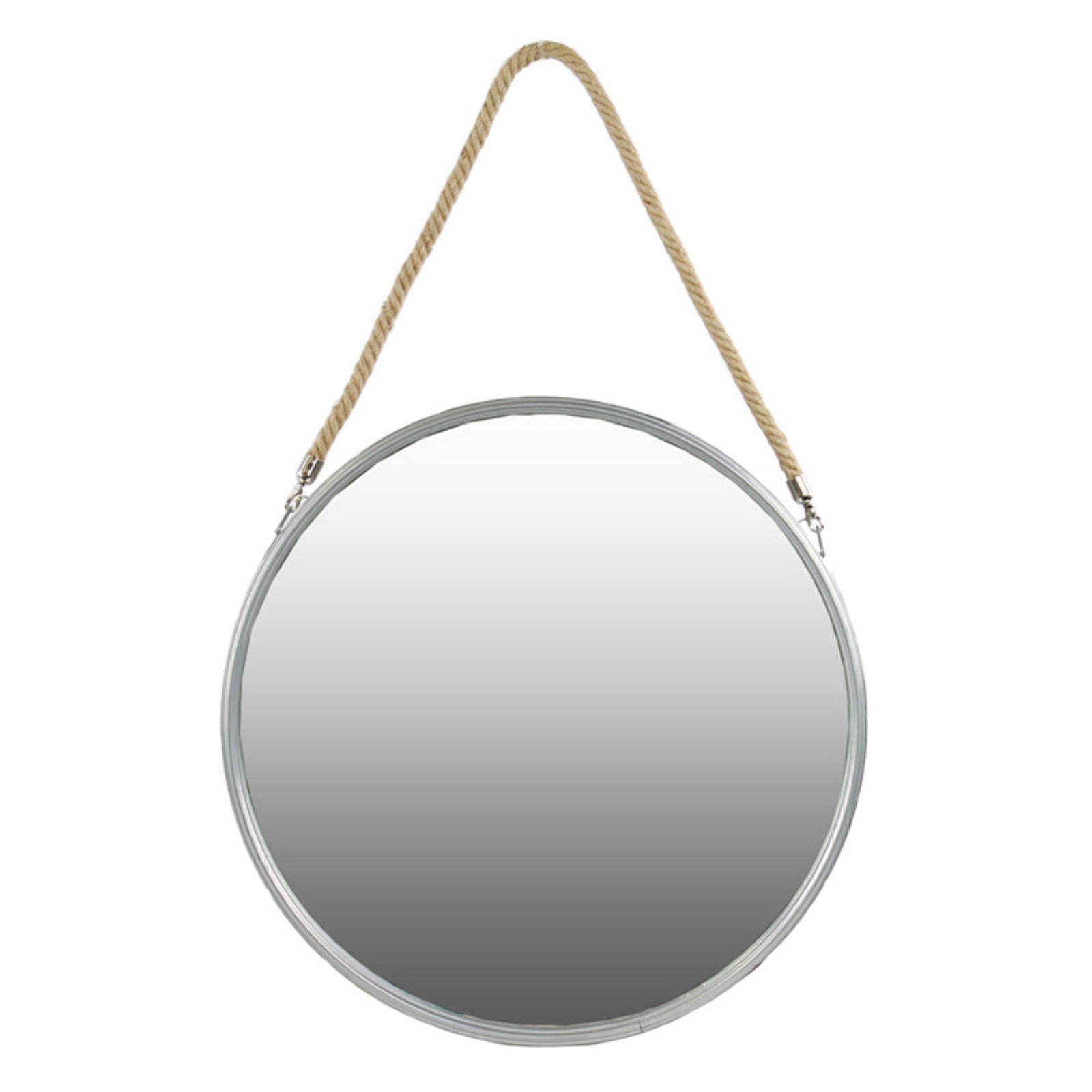 Urban Metal Round Mirror with Rope Hanger LG Coated Finish Silver ...