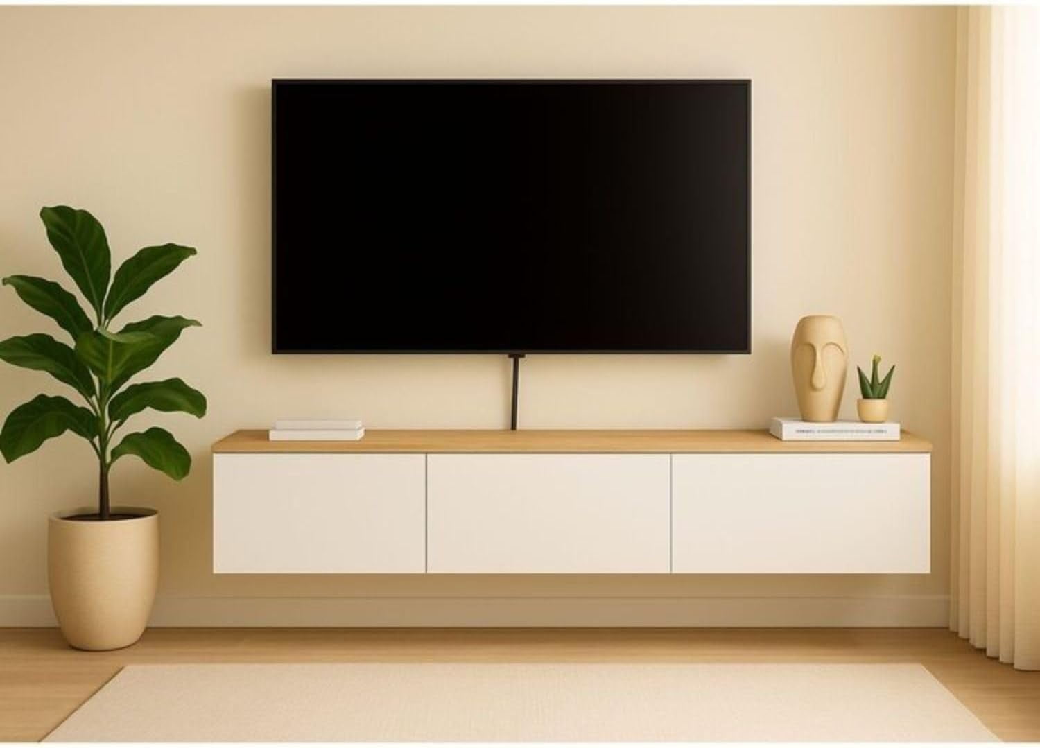 Urban Oasis 65 Inches Luxurious and Durable Floating TV Stand Wall Mounted Entertainment Center ...