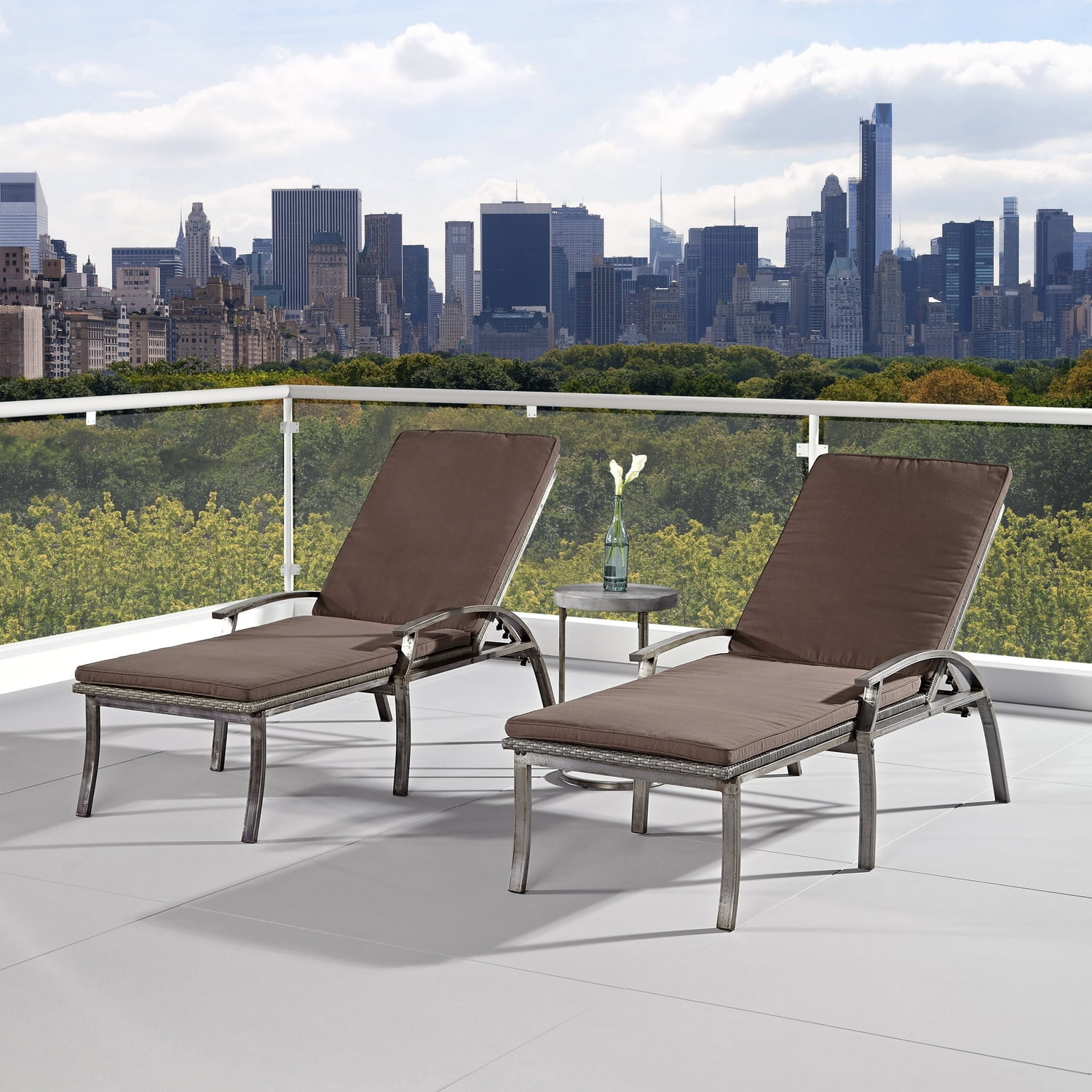 Urban Outdoor Two Chaise Lounge Chairs and Accent Table - Walmart.com