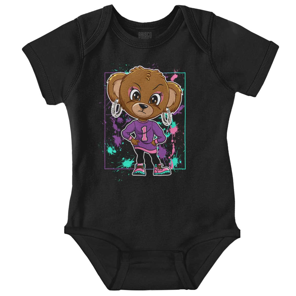 Urban Paint Splatter Sassy Teddy Bear Bodysuit Jumper Girls Infant Baby ...