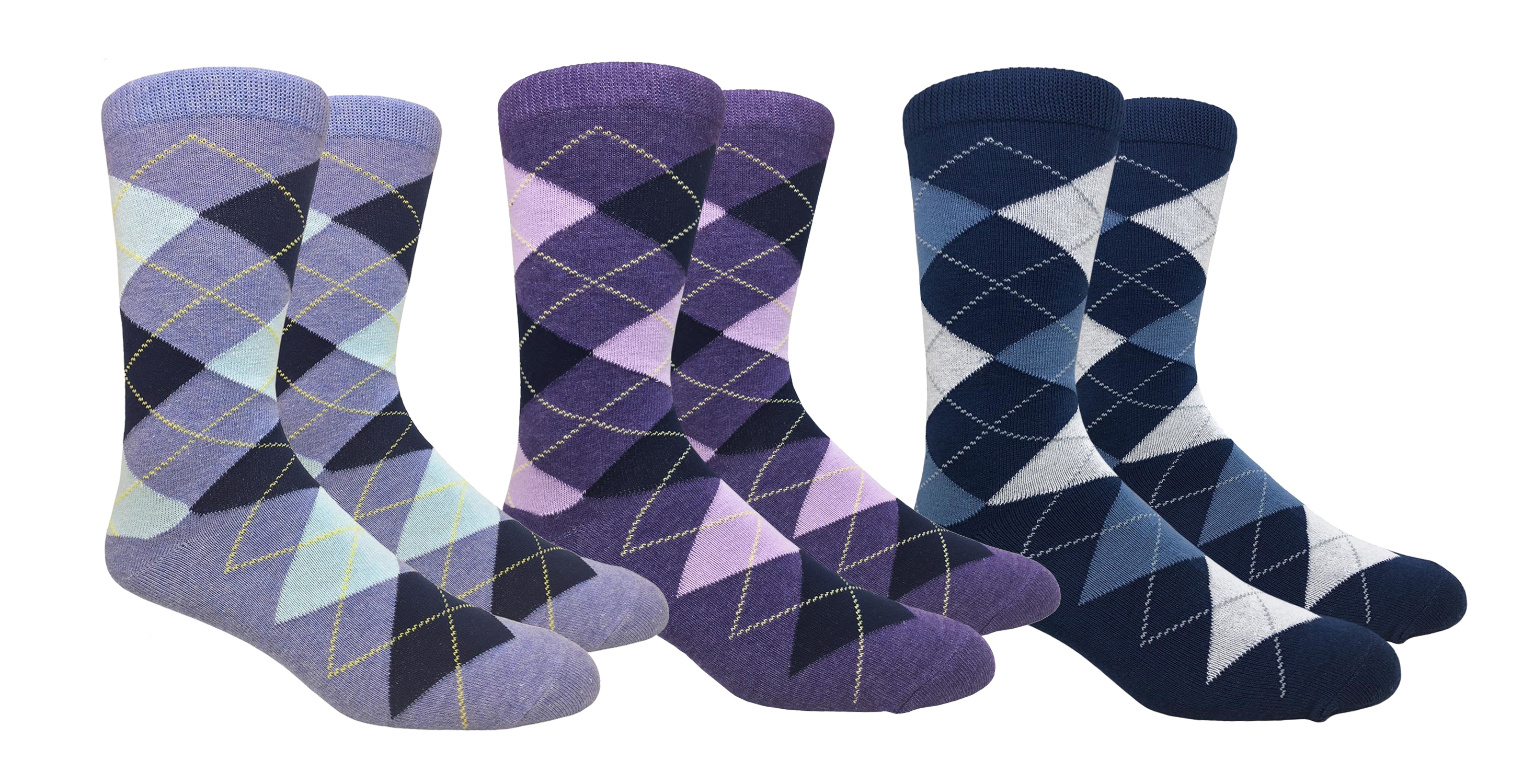 Urban-Peacock Men's Argyle Dress Socks - 3 Pair Package - Set C ...
