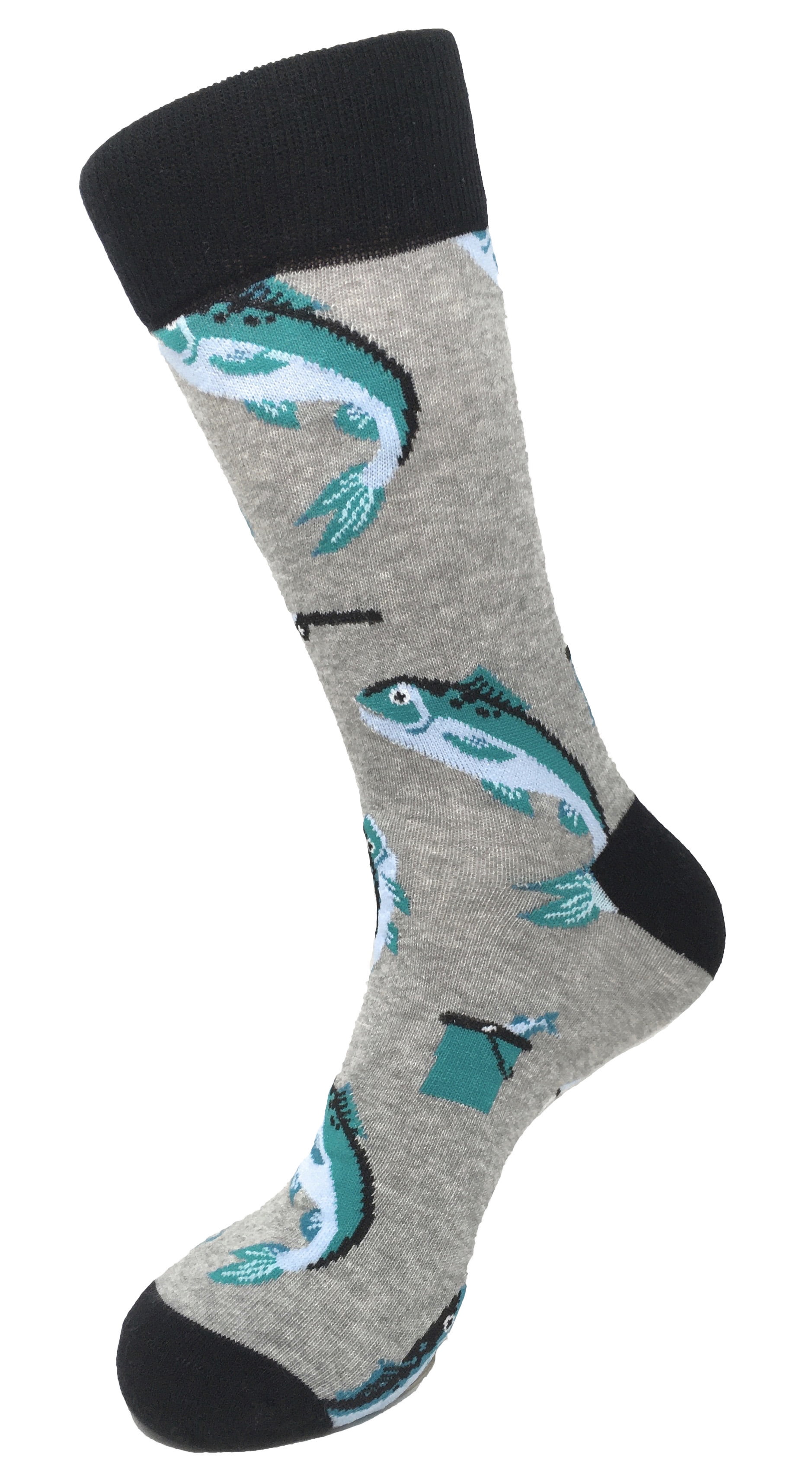 Urban-Peacock Men's Novelty Fun Socks - Fish / Fishing in Gray - 1 Pair ...