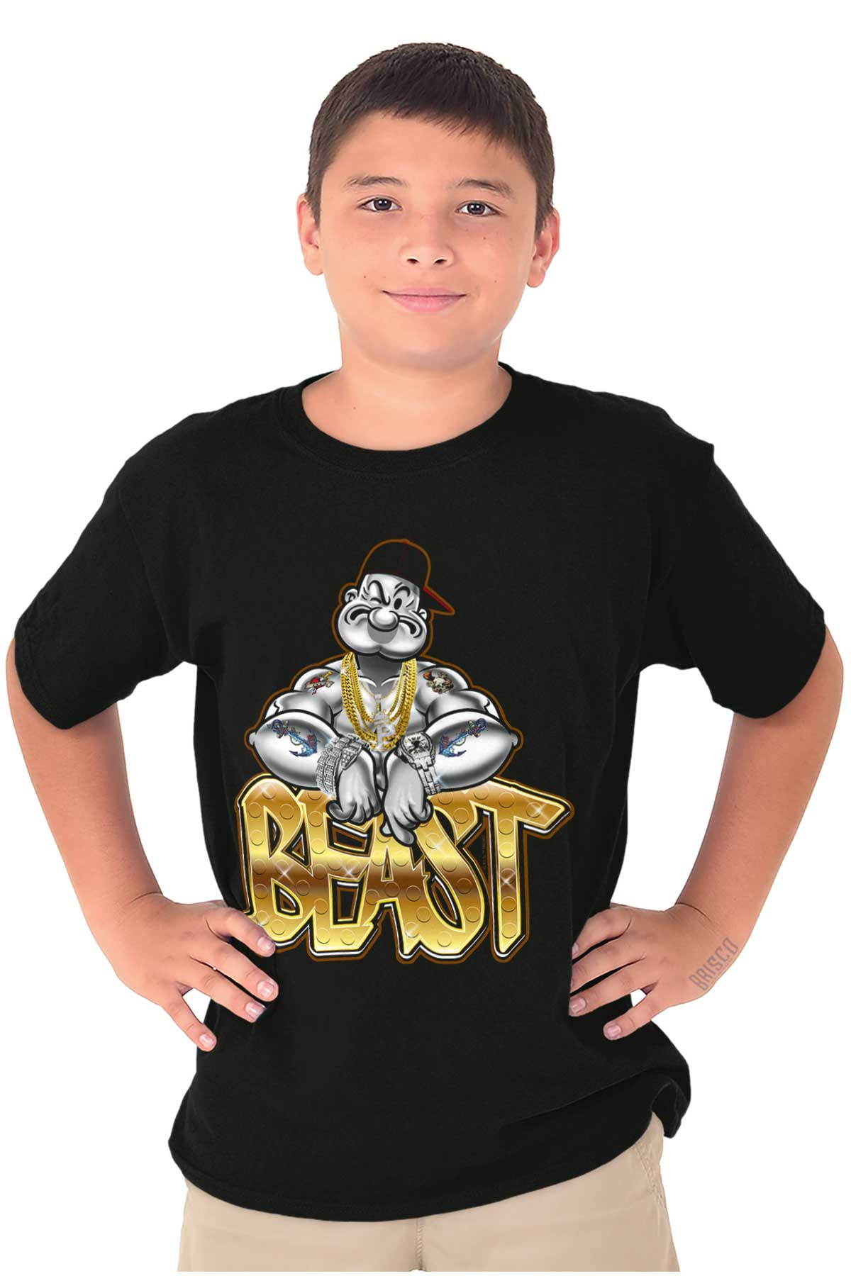 Urban Popeye Bling Beast Cartoon Crewneck T Shirts Boy Girl Teen Brisco ...