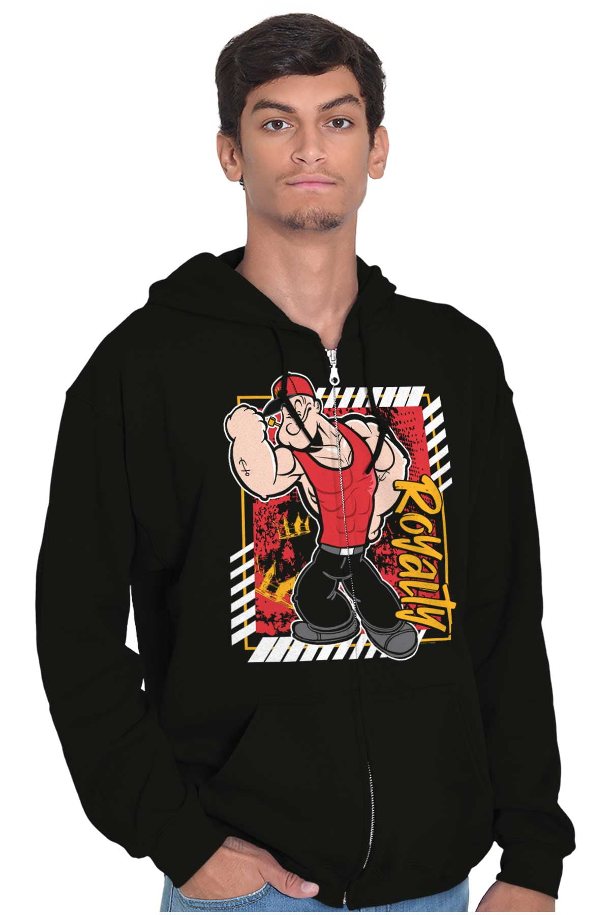 Urban Popeye Royalty Muscle Cartoon Unisex Plus Size Zip Hoodie Brisco ...