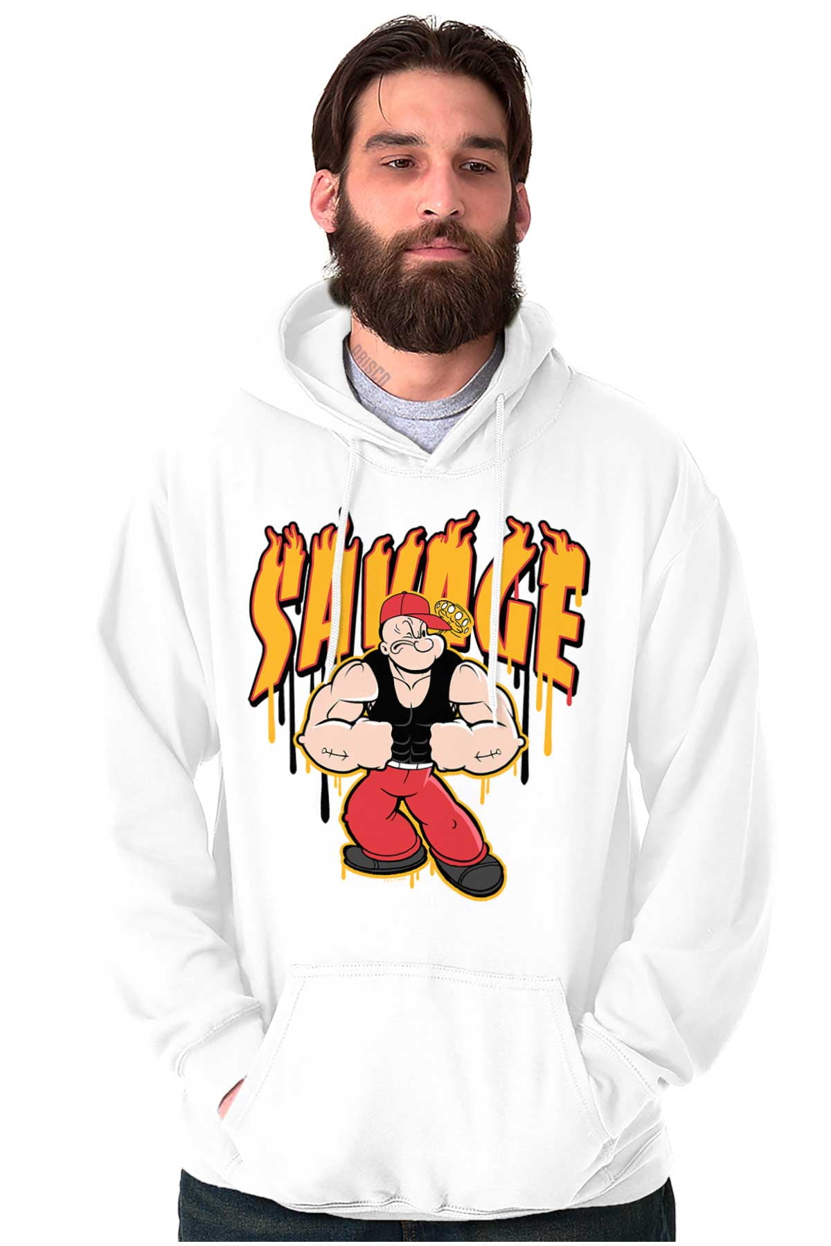 Urban Popeye Savage Muscle Cartoon Unisex Plus Fleece Graphic Hoodie ...