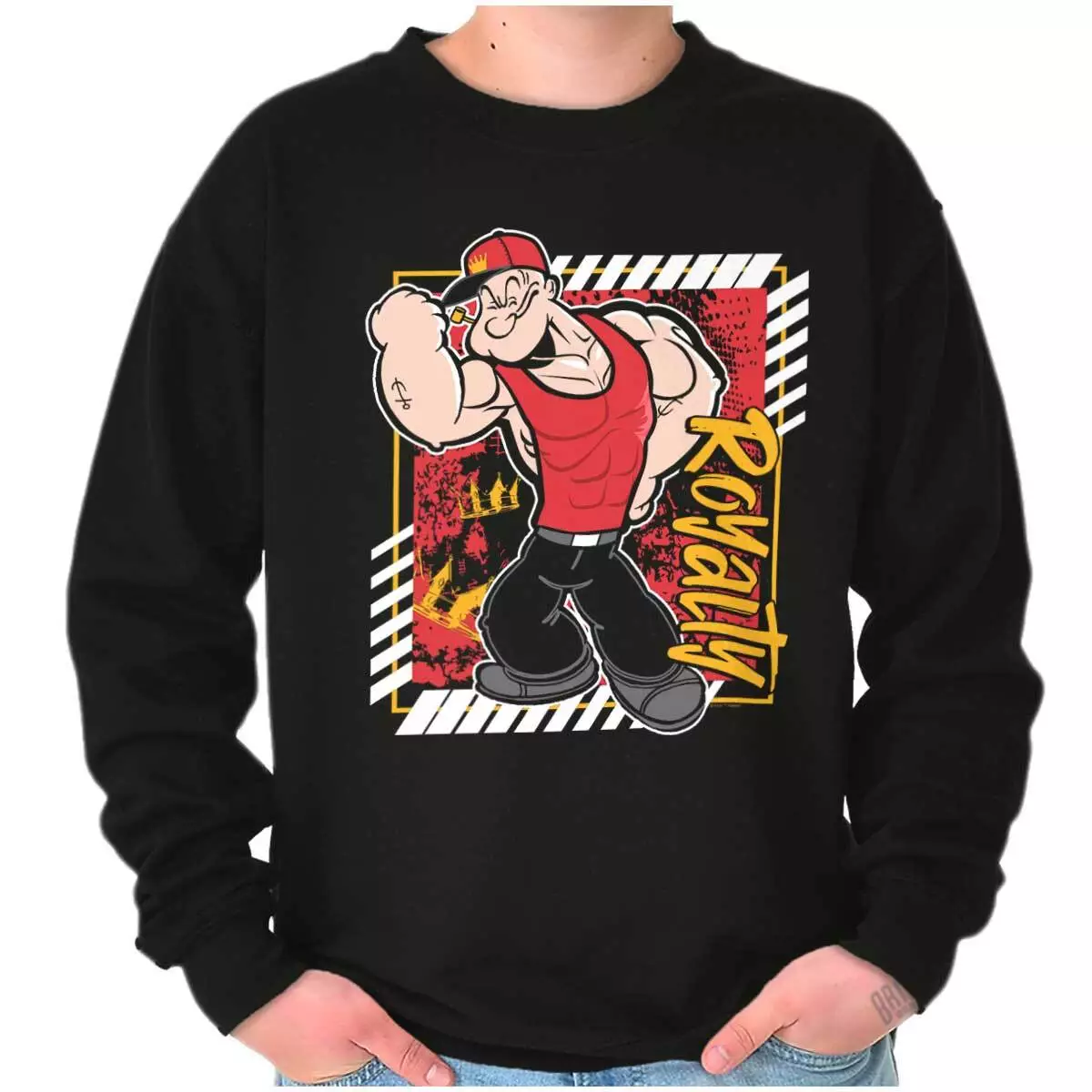 Urban Popeye the Sailor Man Royalty Fist Womens or Mens Crewneck ...