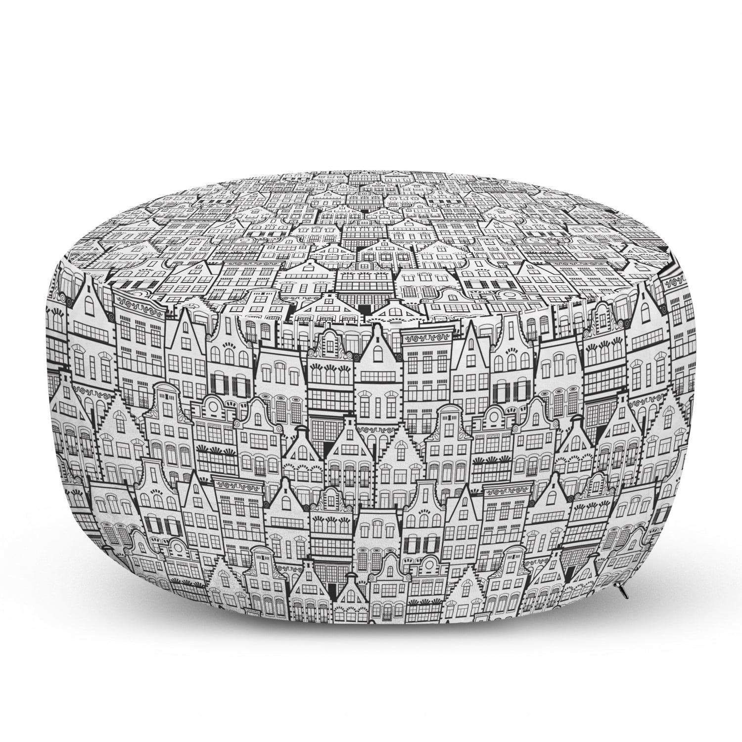 Urban Pouf Cover with Zipper, Dutch Holland City Old House Facade ...