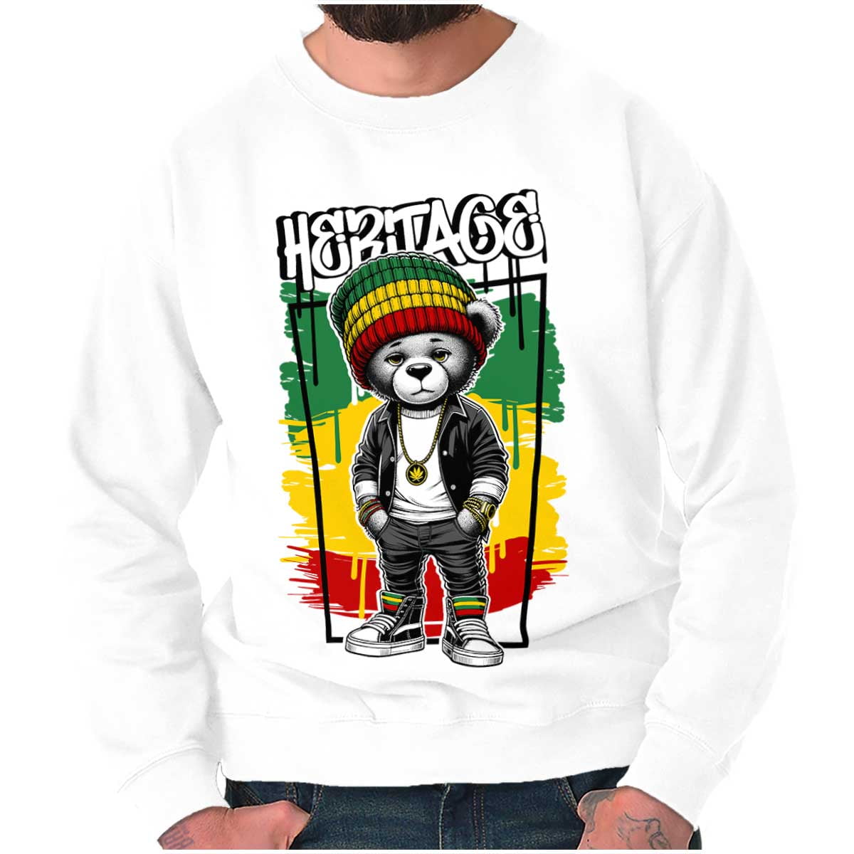 Urban Rastafari Heritage Teddy Bear Sweatshirt for Men or Women Brisco ...