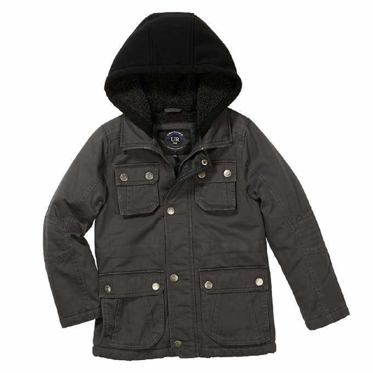Urban Republic Boys Cargo Safari Jacket -Fleece-Lined & Hooded (Dark ...