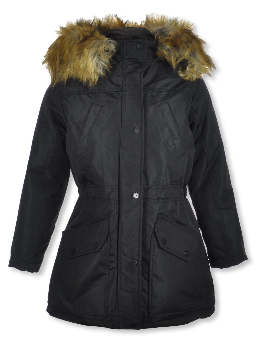 Urban Republic Girls' Ballistic Anorak Fur Trim - black, 3t (Toddler ...