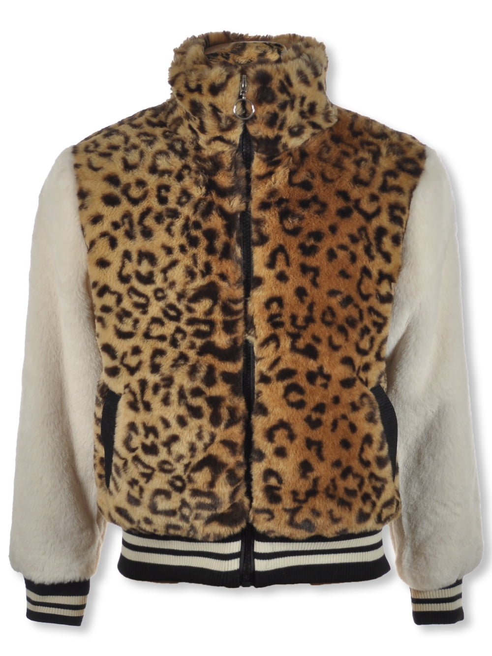 Urban Republic Girls' Faux Fur Varsity Jacket - Walmart.com