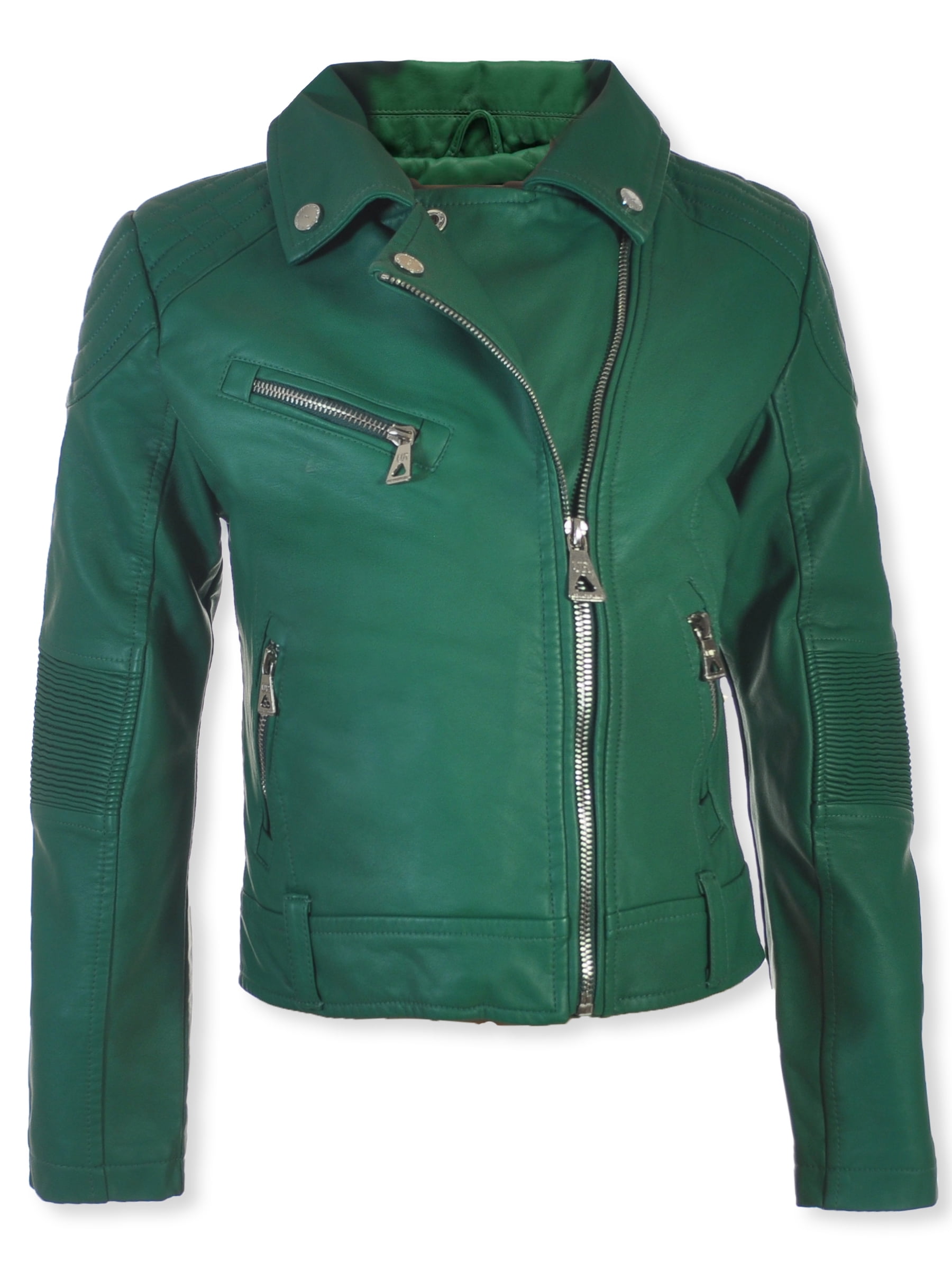 Urban Republic Girls' Moto Leather Jacket Color: green Size: 5 - 6 ...