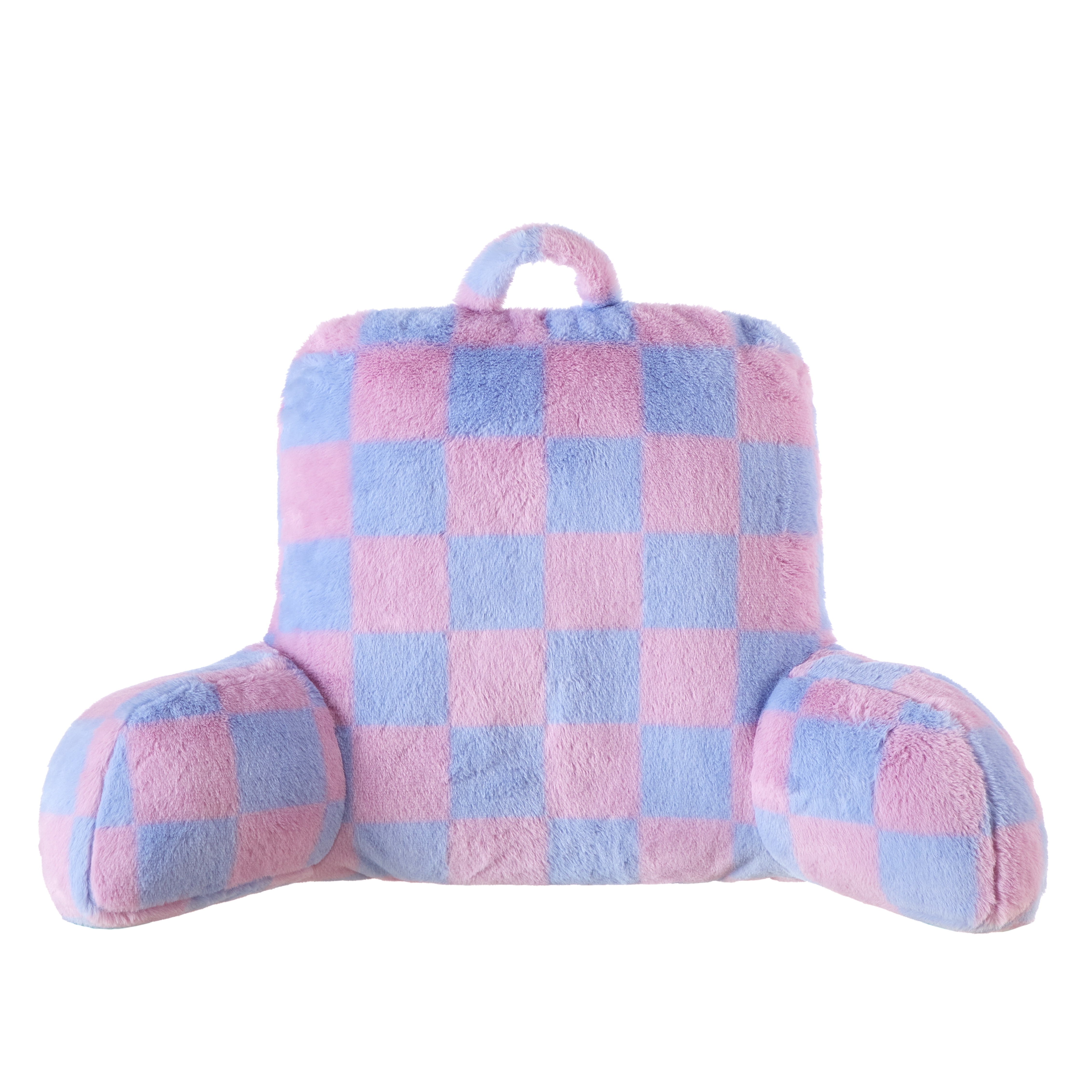 Urban Shop 19" x 21" x 13" Faux Fur Lilac & Periwinkle Checkerboard ...