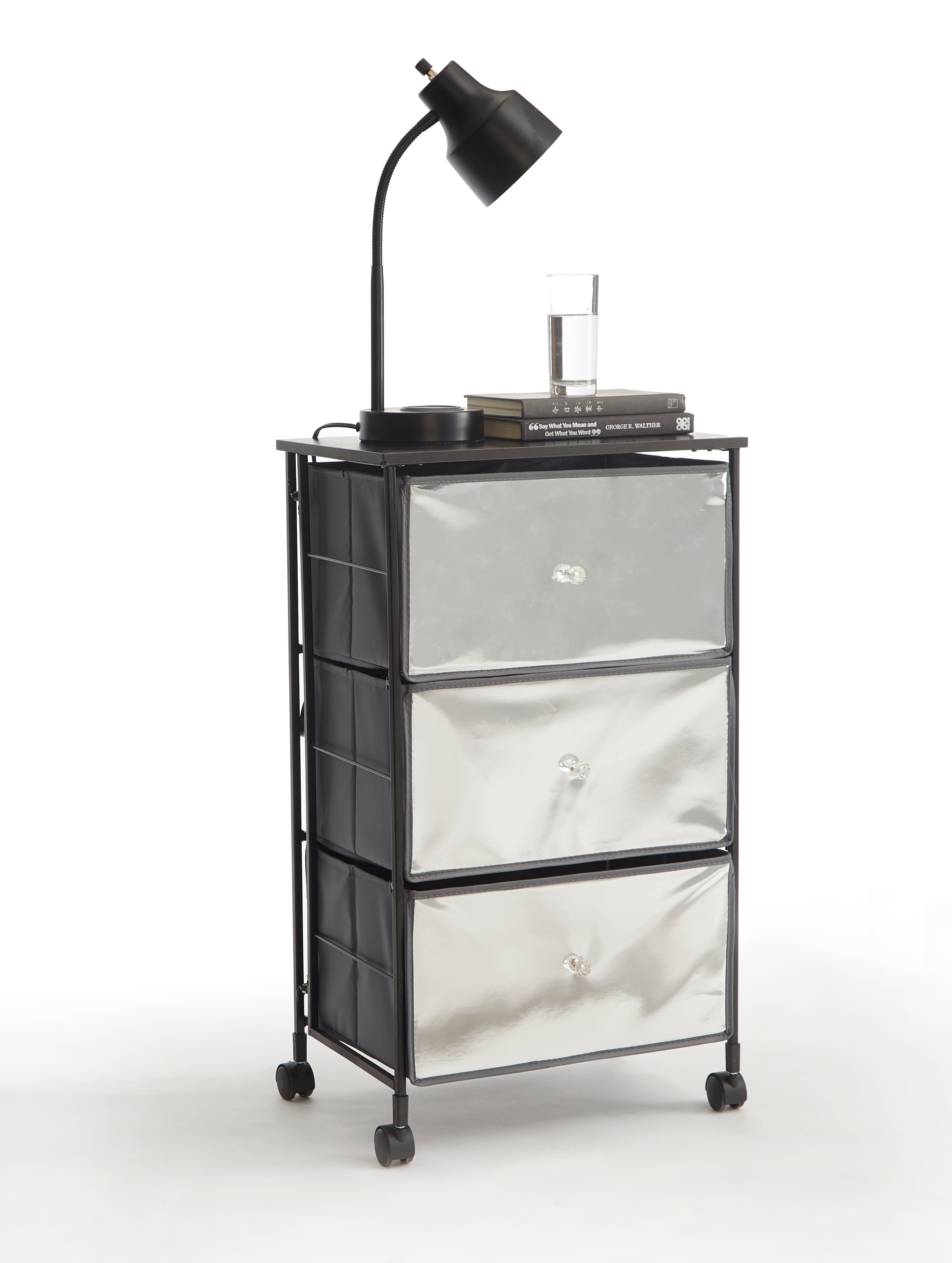 Free Shipping! Urban Shop 3 Tier Mirrored Rolling Cart with Metal ...