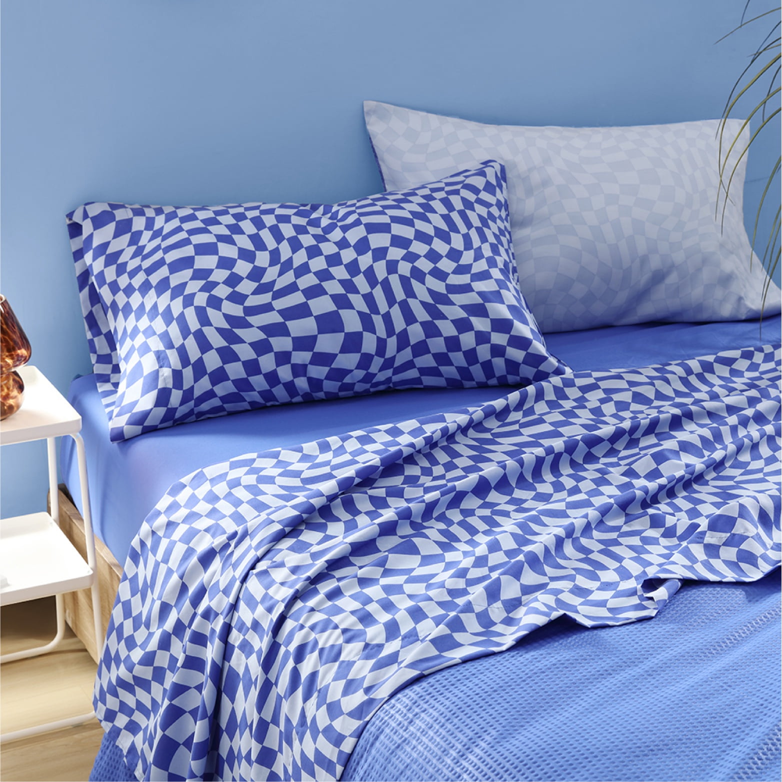 Urban Shop 6 Piece Blue Check Mix and Match Sheet Set, Twin - Walmart.com