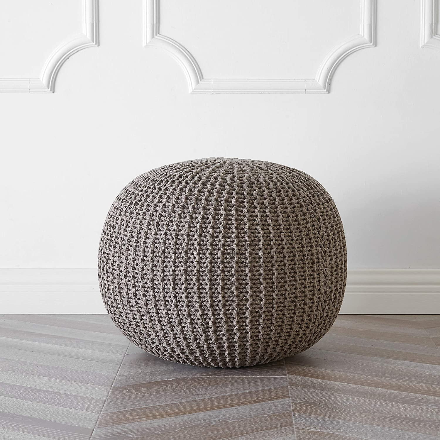 Urban Shop Beige Cotton Round Pouf - Walmart.com