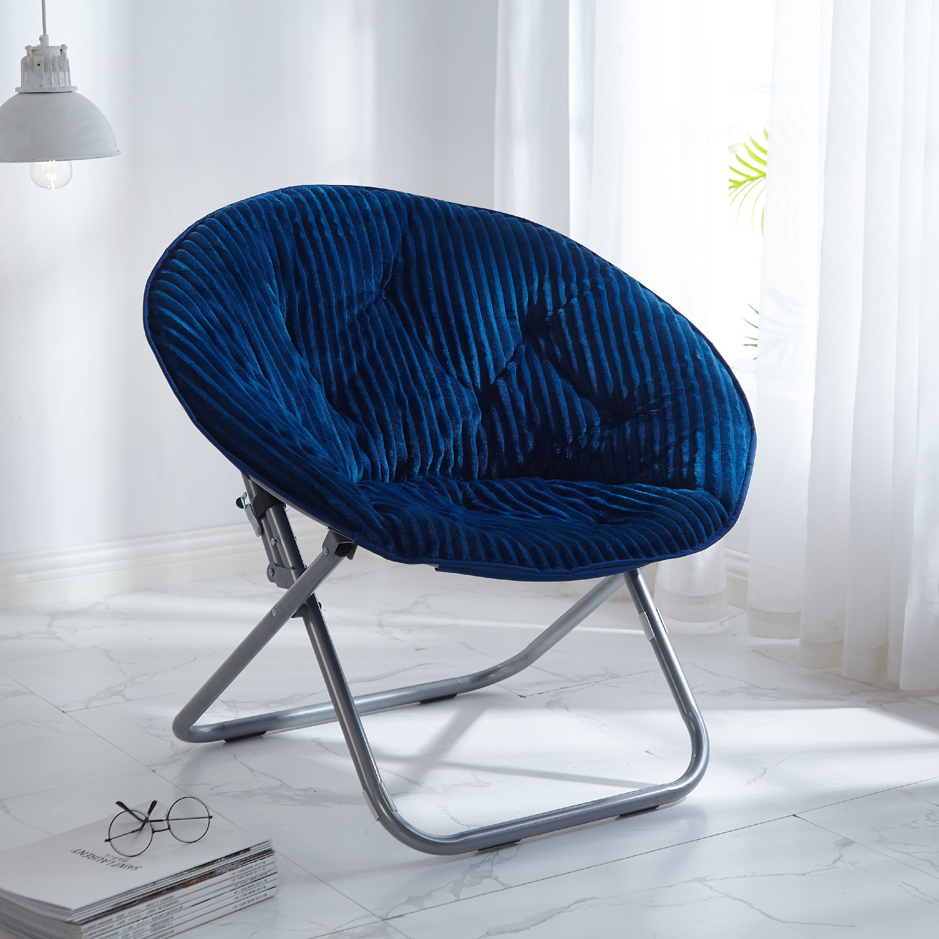 Urban Shop Corduroy Saucer Chair Available in Multiple Colors