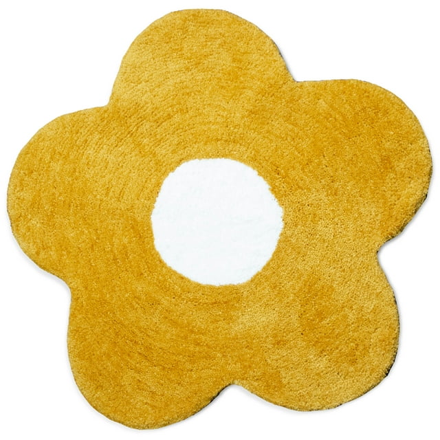 Urban Shop Daisy Flower Shape Accent Rug with Anti-Skid, Yellow, 30" x ...