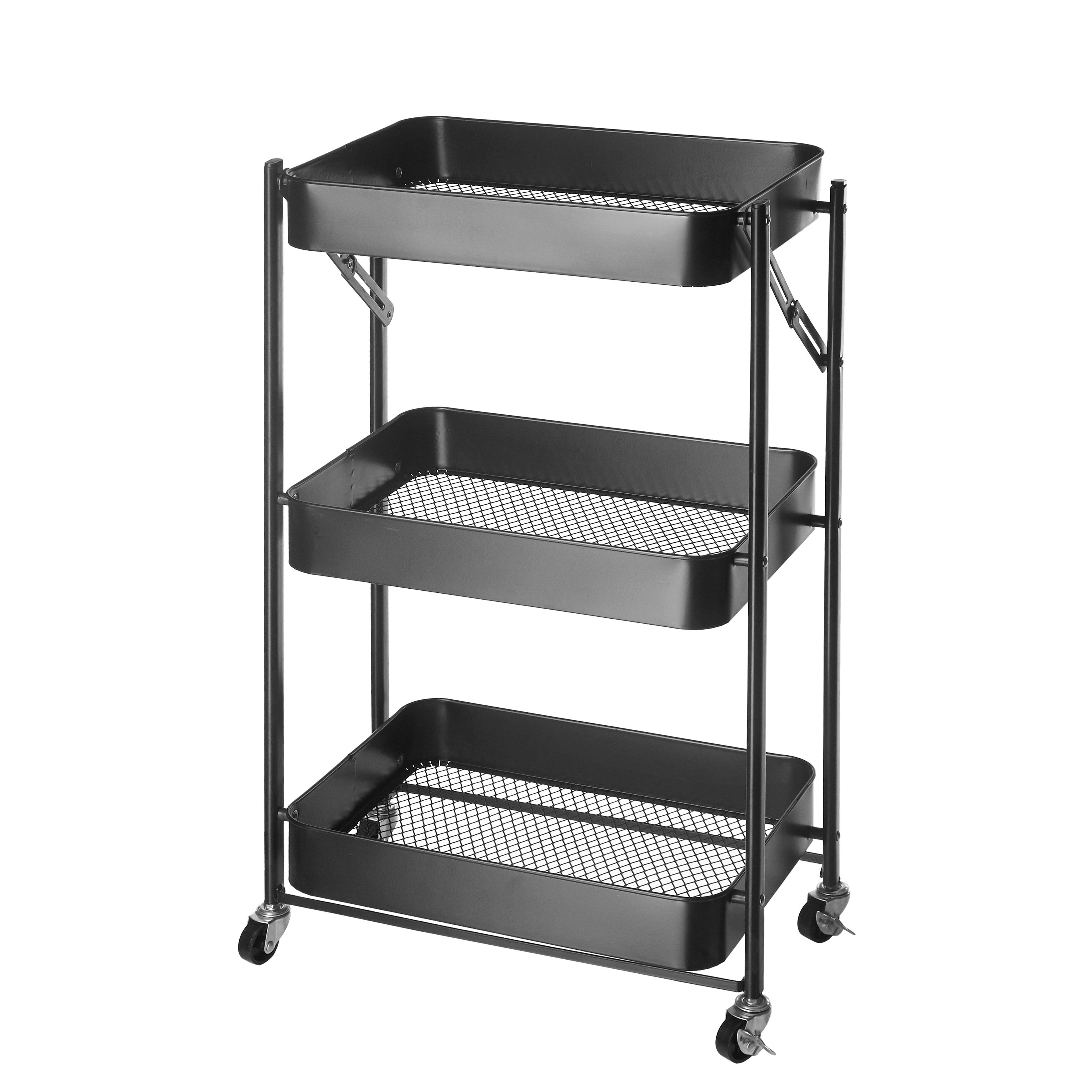 Urban Shop Folding 3 Tier Rolling Cart, Black - Walmart.com