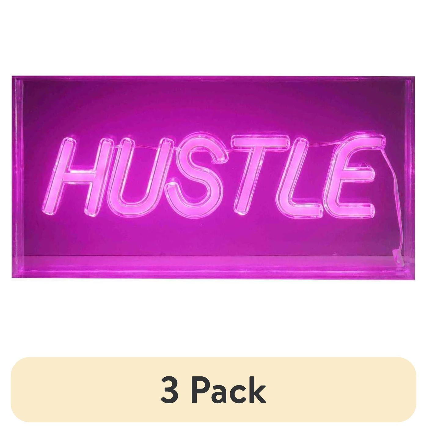 (3 pack) Urban Shop LED Neon Hustle Light-up Clear Acrylic Box, Pink ...
