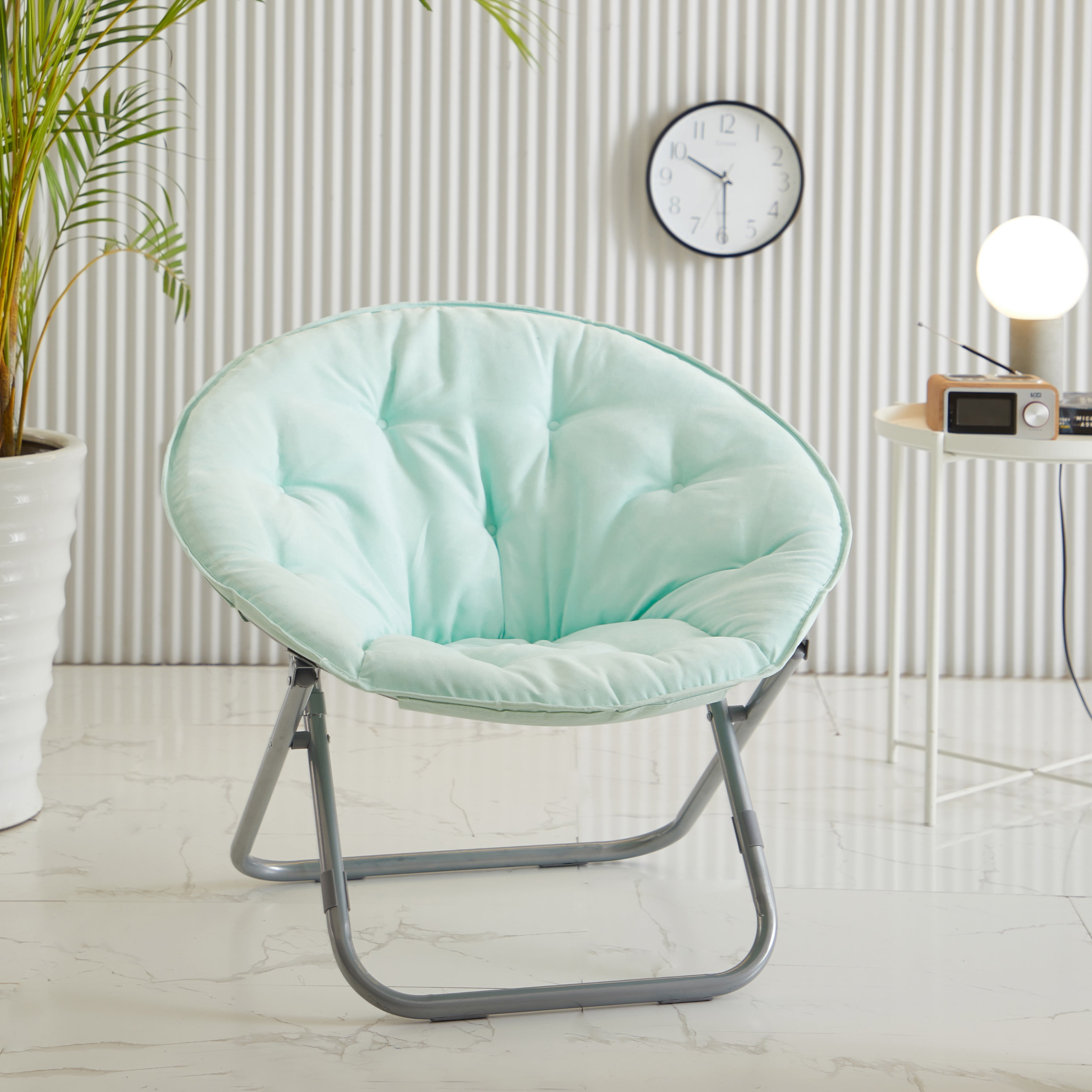 Urban Shop Large Microsuede Saucer Chair, Aqua, 30" - Walmart.com