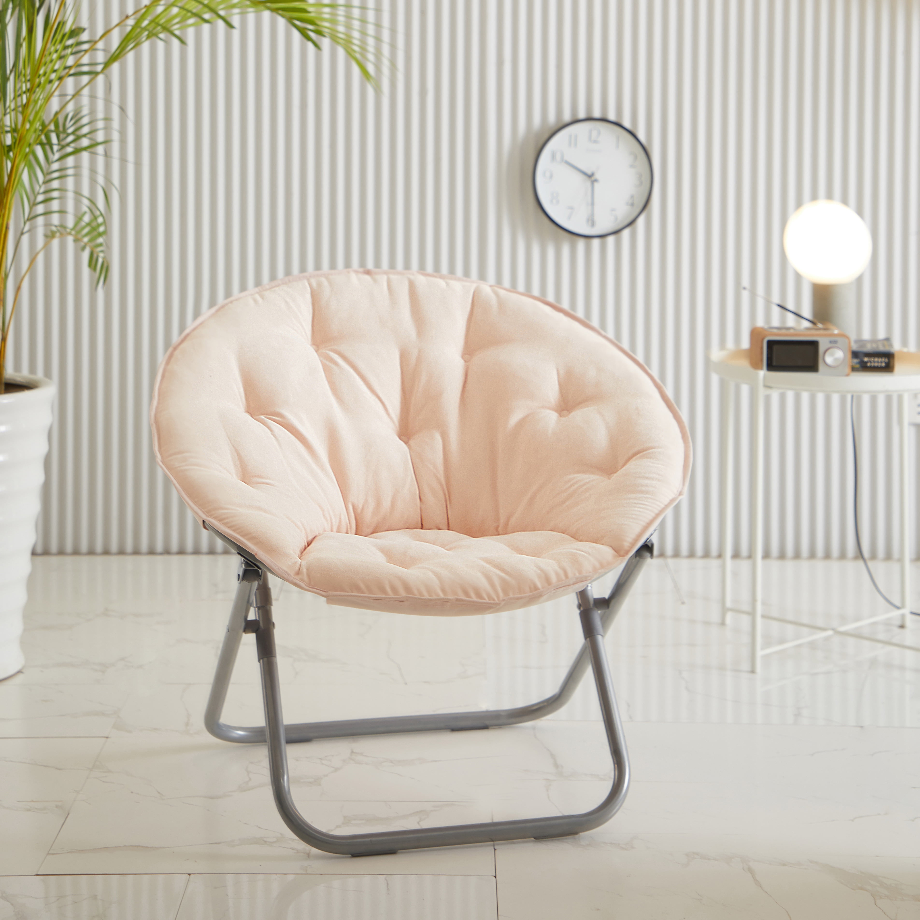 Urban Shop Large Microsuede Saucer Chair, Blush, 30" - Walmart.com