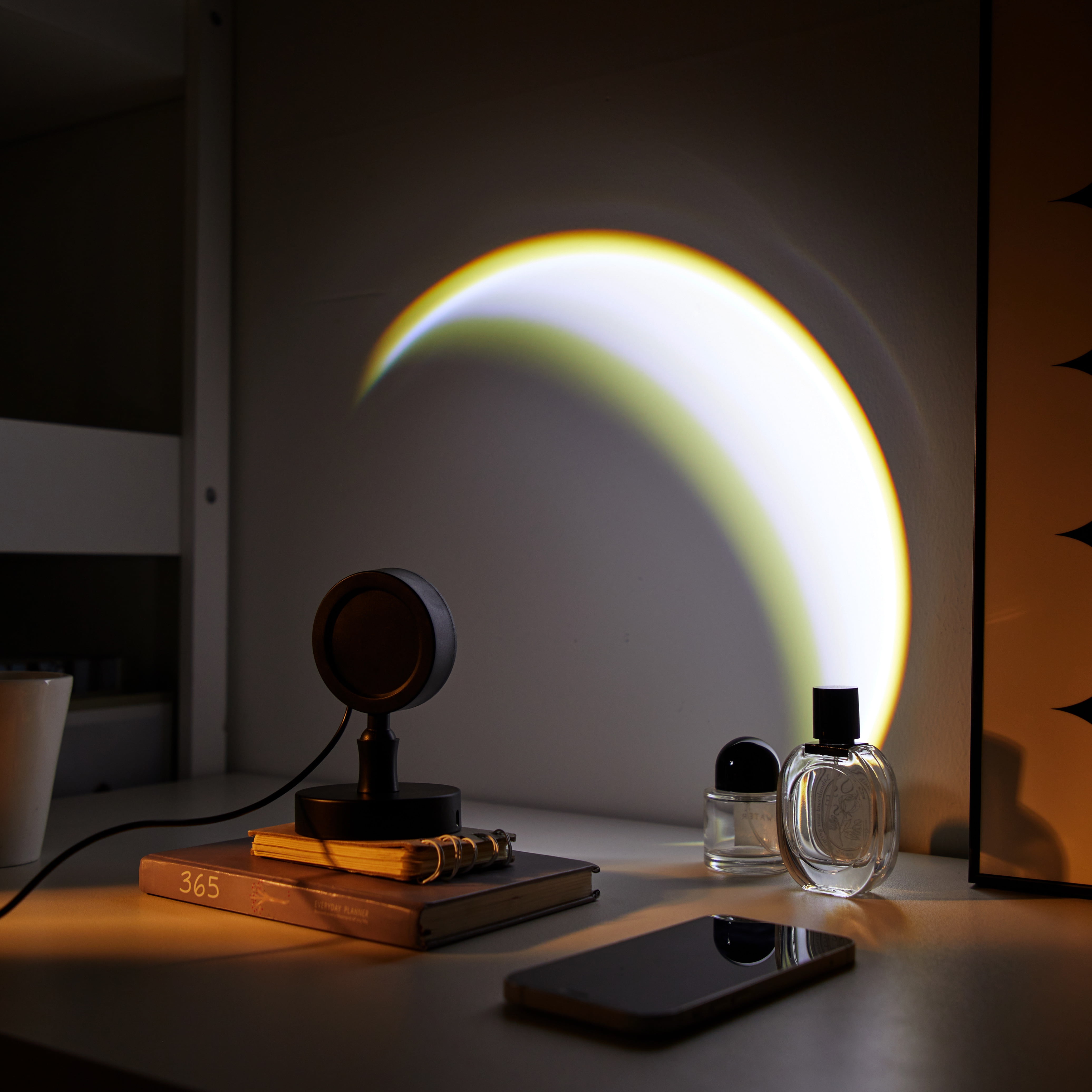 Urban Shop Mini LED White Crescent Moon Mini Projector Lamp, 5.1" H x 2 ...