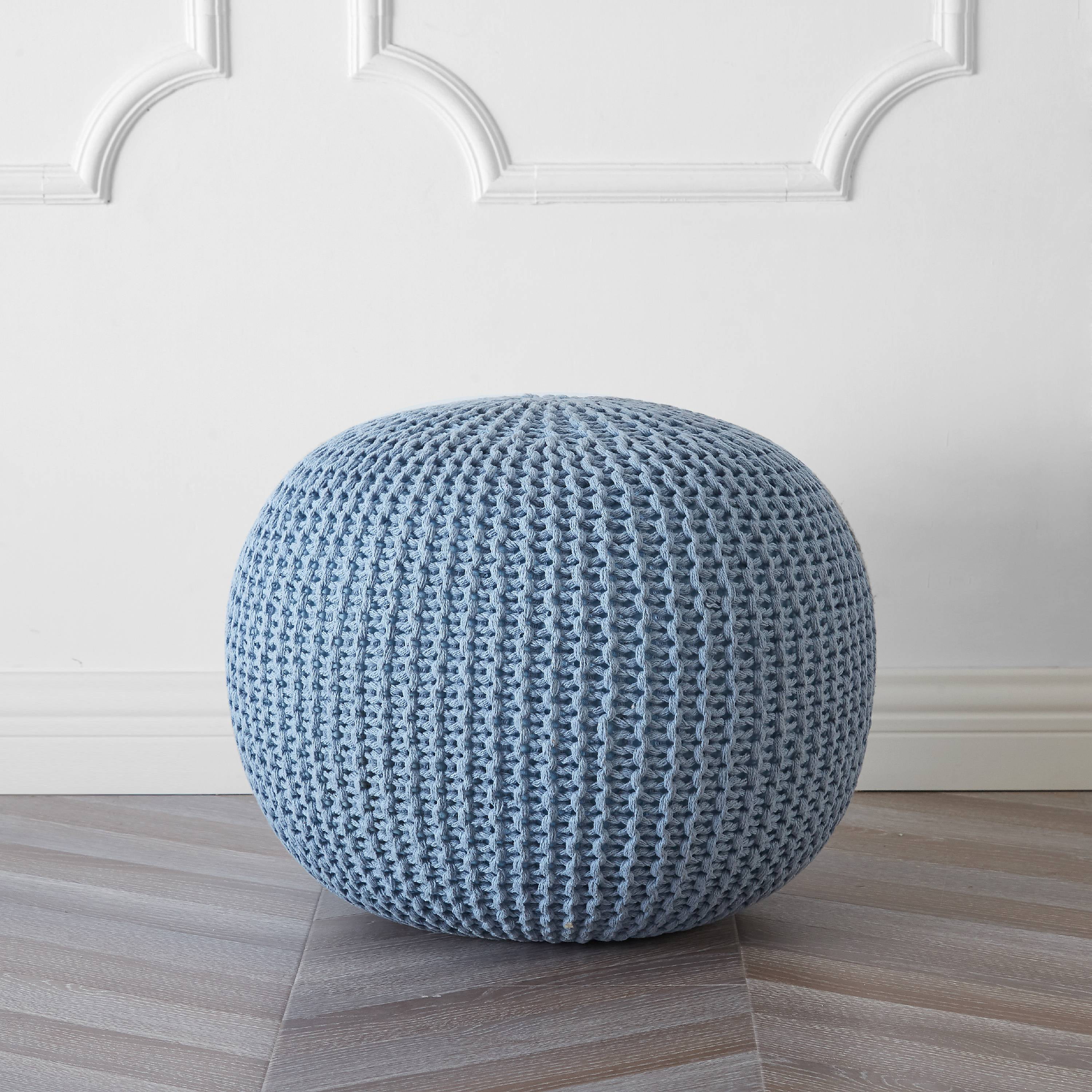 Urban Shop Round Solid Knit Polyester Pouf, Blue - Walmart.com