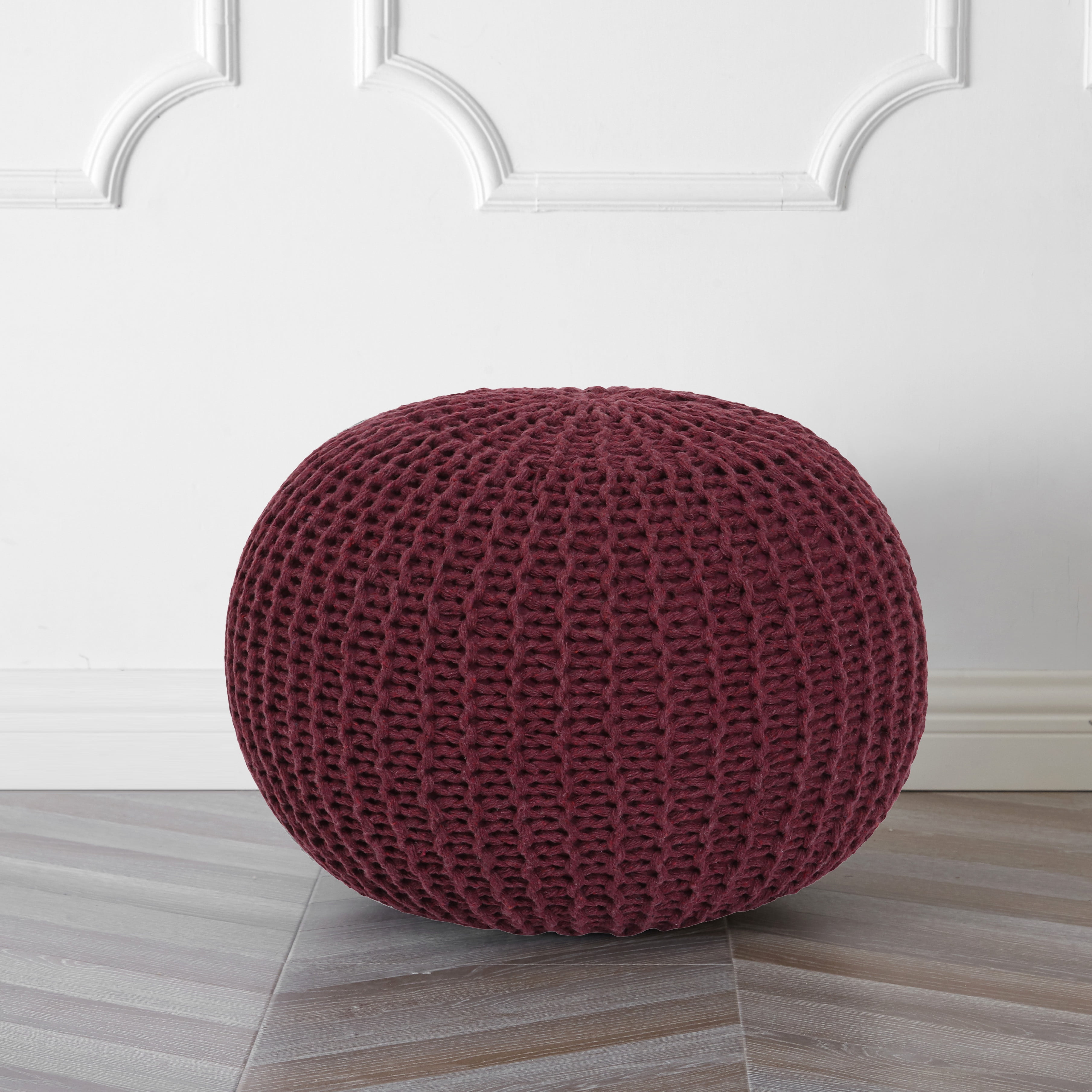 Urban Shop Round Polyester Pouf - Stylish Footrest, Extra Seat ...