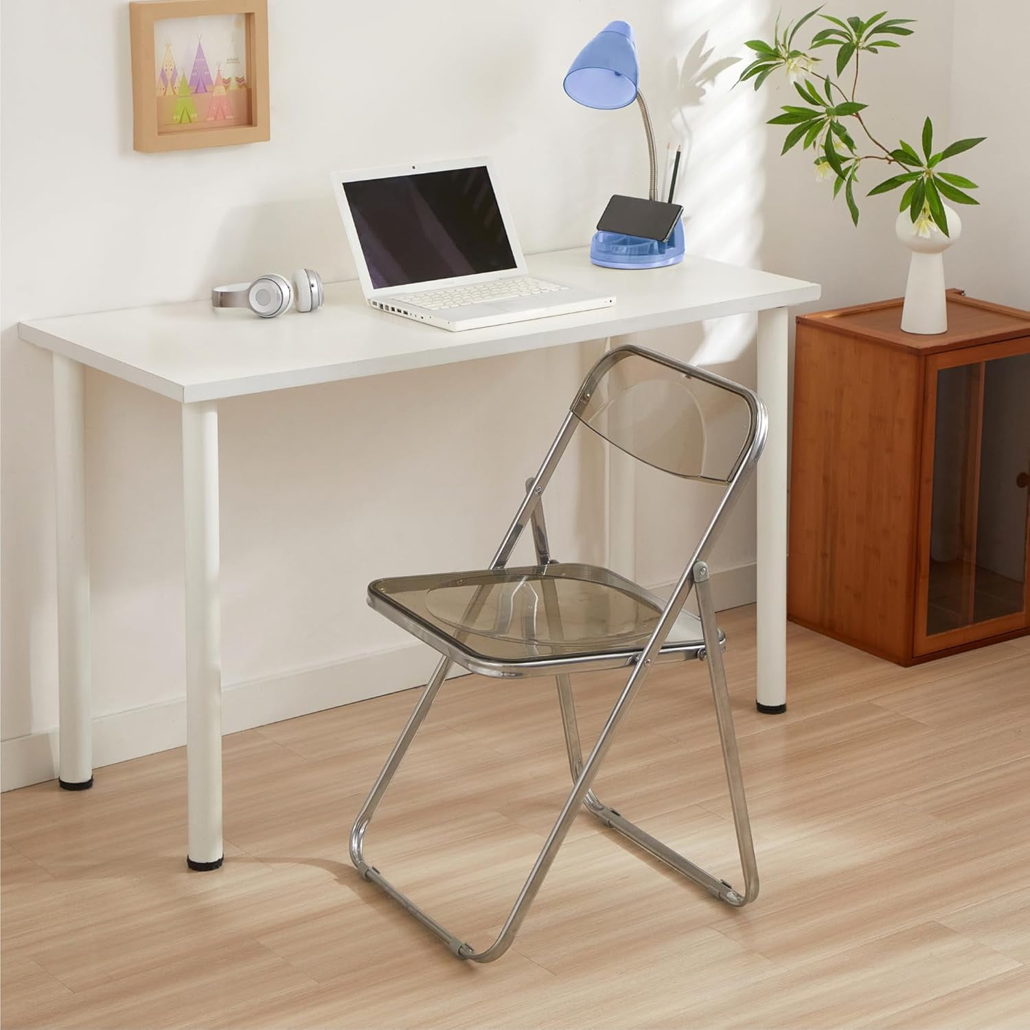 Urban Shop Transparent Acrylic Modern Folding Chair with Chrome Frame ...