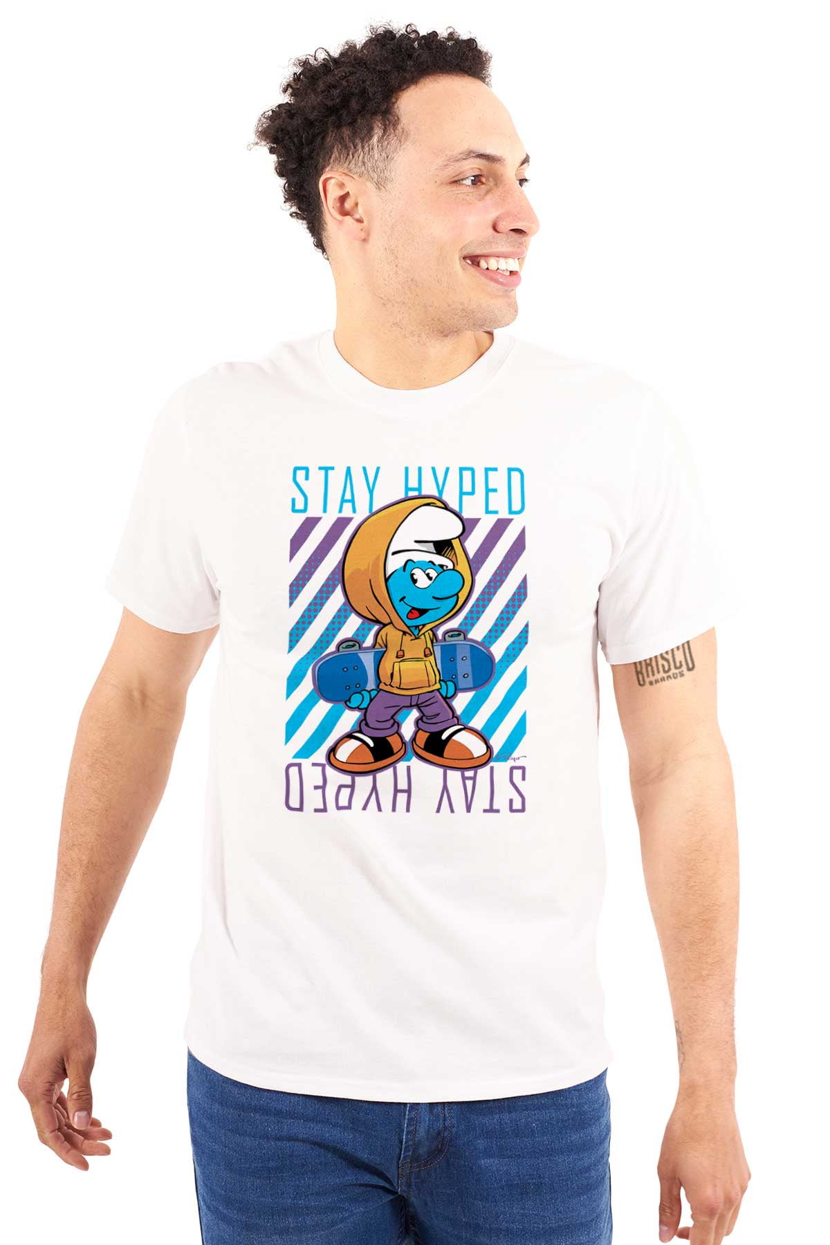 Urban Skateboard Smurf Stay Hyped Men's Graphic T Shirt Tees Brisco ...