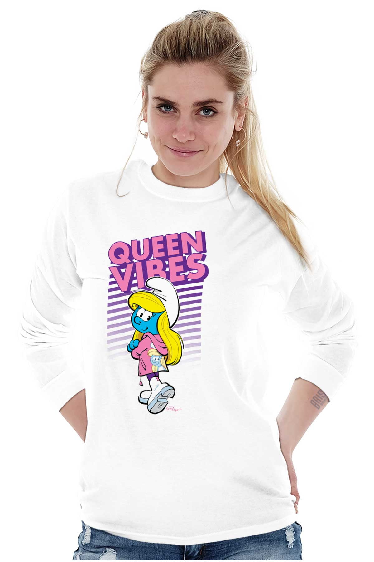 Urban Smurfette Queen Vibes Cartoon Women's Long Sleeve T Shirt Brisco ...