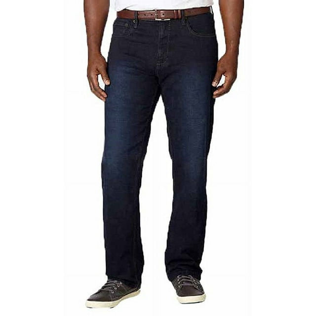 Urban Star Men's Relaxed Fit Straight Leg Stretch Jeans (32X34, Dark ...