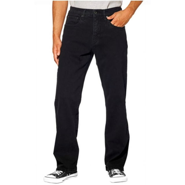 Urban Star Mens Relaxed Fit Straight Leg Stretch Denim Jeans Black
