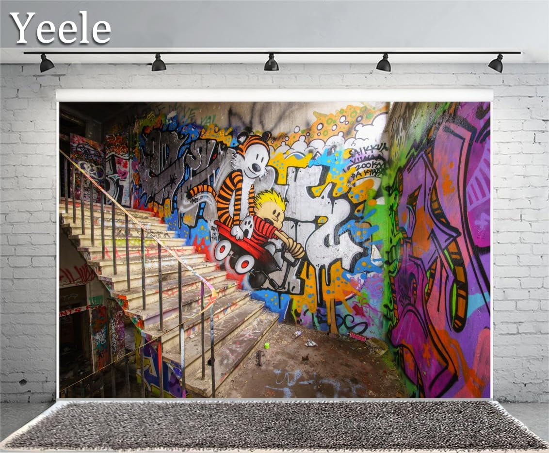 Urban Street Graffiti Wall Backdrop for Pictures Retro Cartoon 80'S 90 ...