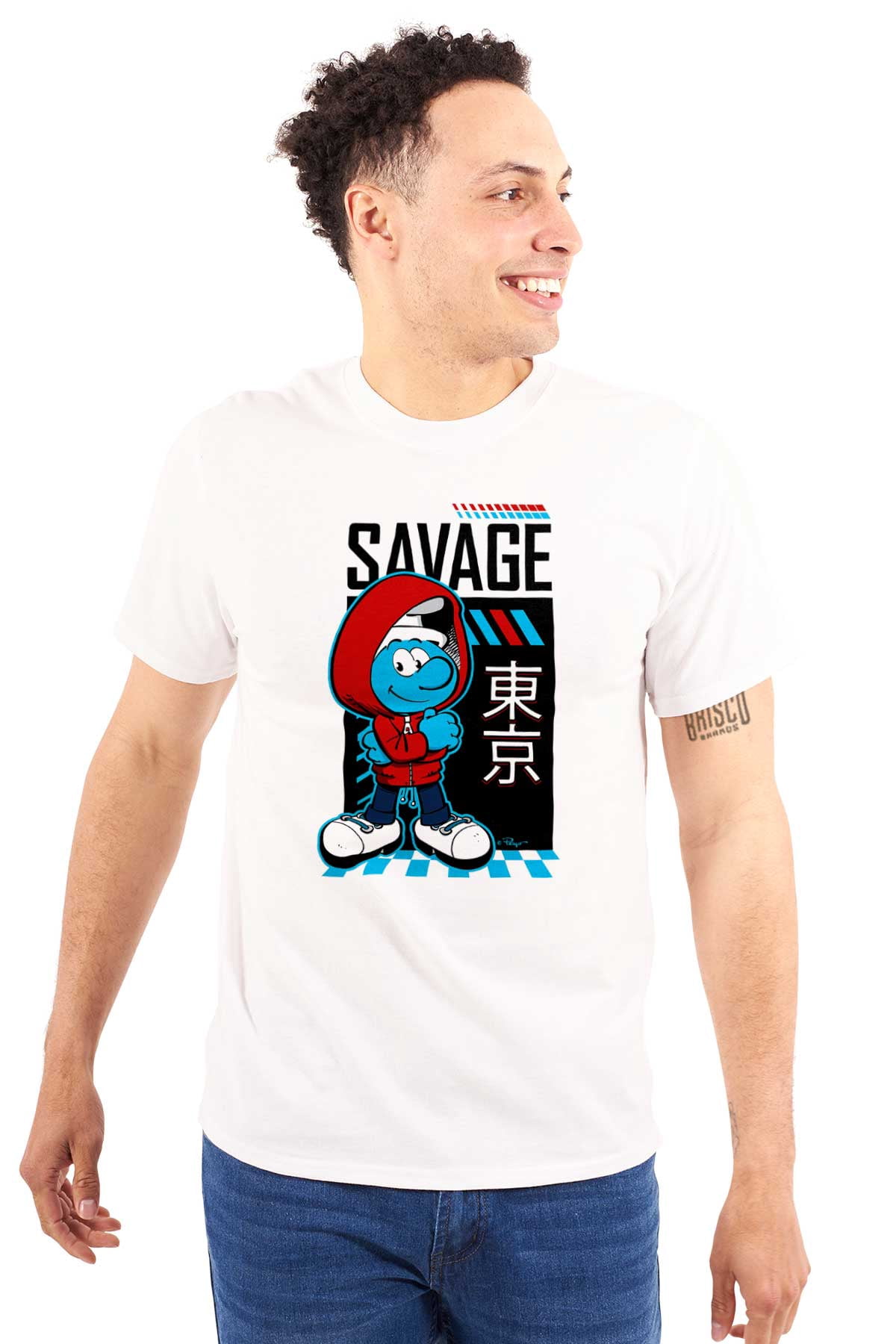 Urban Streetwear Smurf Kanji Savage Men's Graphic T Shirt Tees Brisco ...
