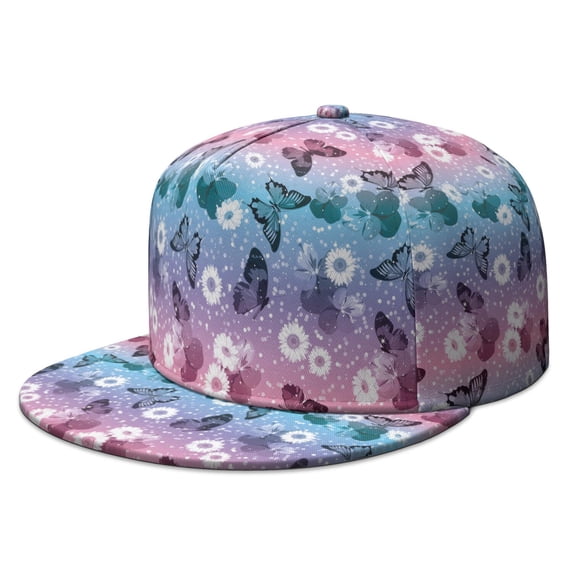 Urban Style Butterflies Snapback Cap - Adjustable Flat Brim Hat with ...