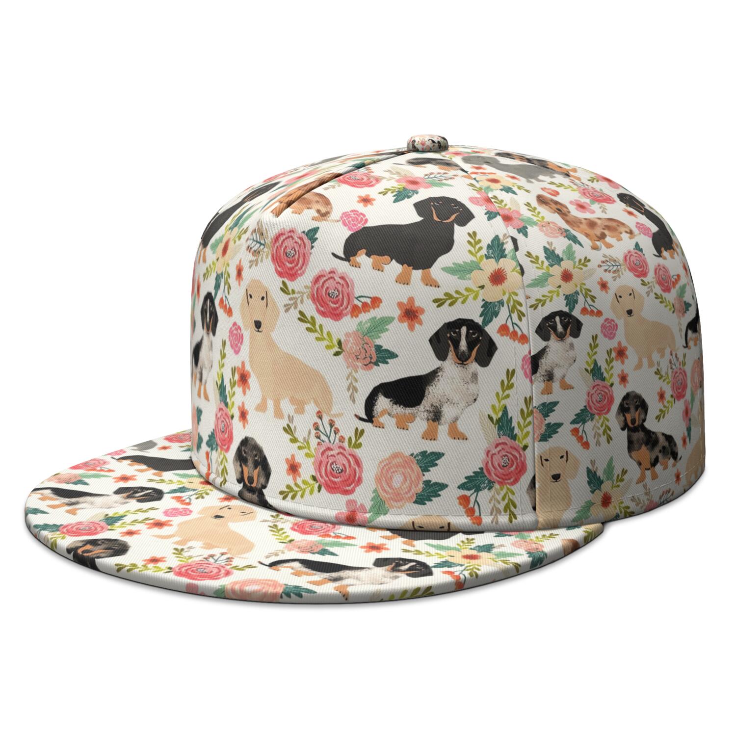 Urban Style Full Panel Cap with Whimsical Dog Illustration - Snapback ...