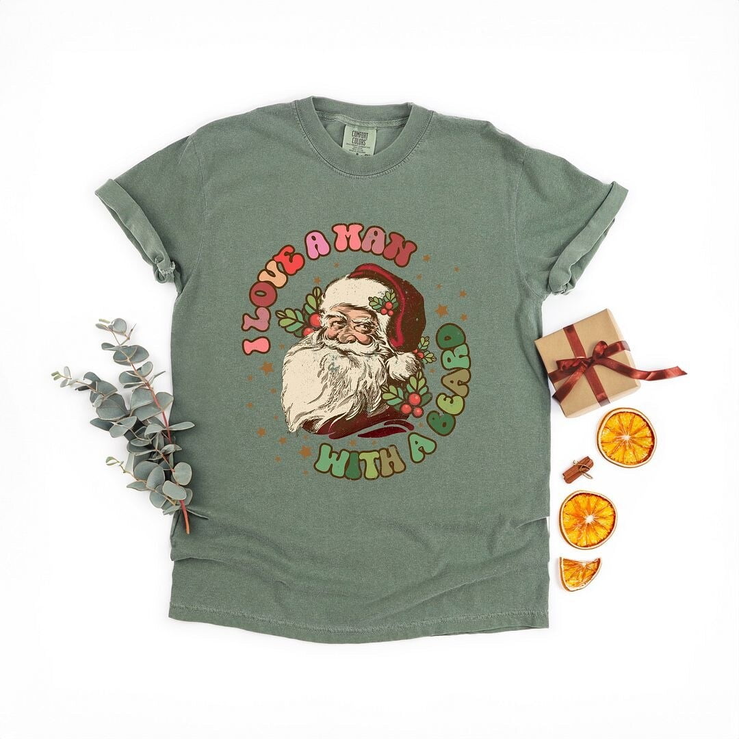 Urban Threads Co. Love A Man With A Beard Garment Dyed Tee Moss - L - Walmart.com