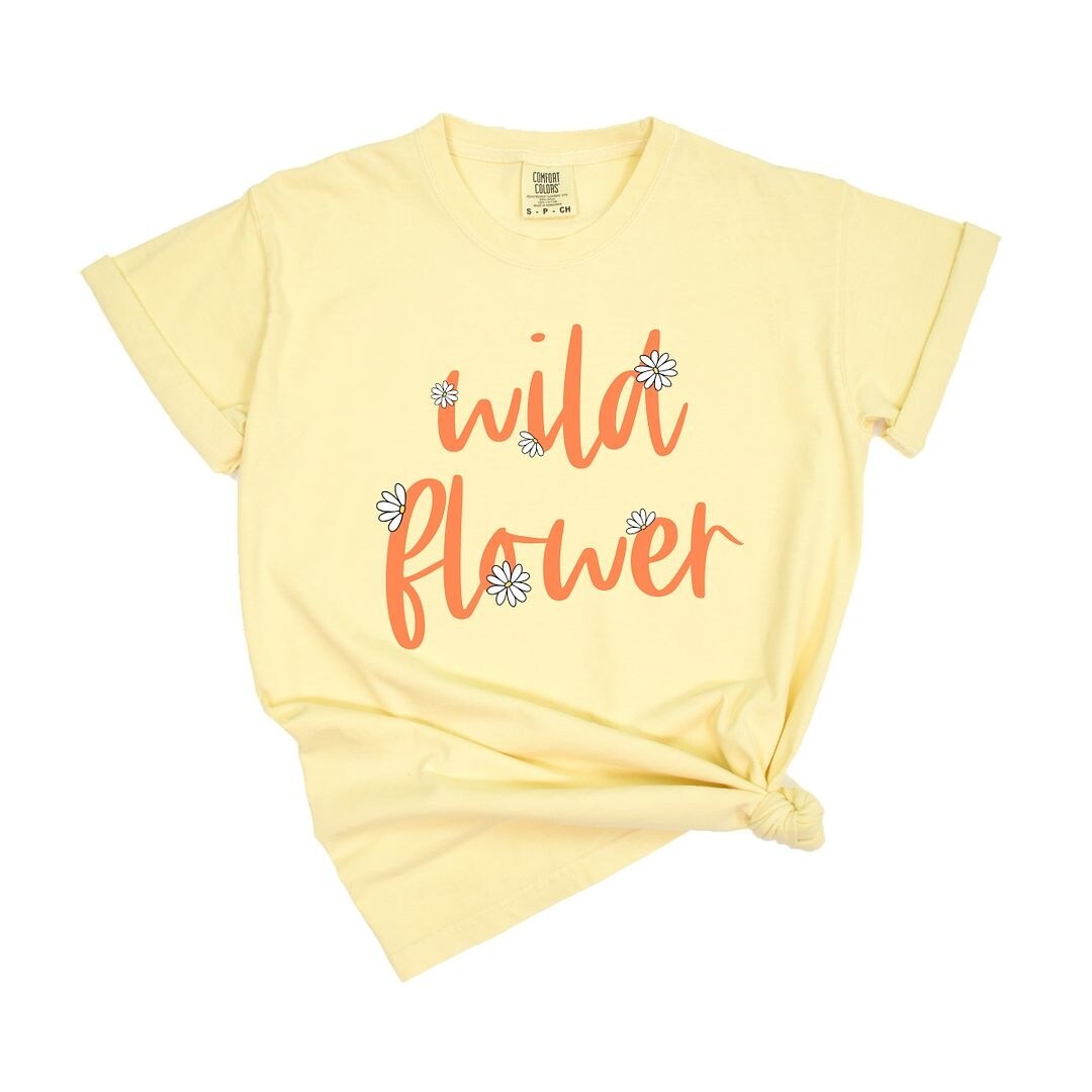 Urban Threads Co. Wild Flower Garment Dyed Tee S - Butter - Walmart.com